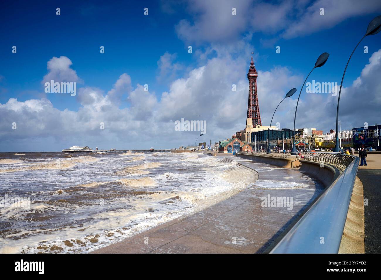 Strong winds and high tide at Blackpool,Lancashire at the end of ...