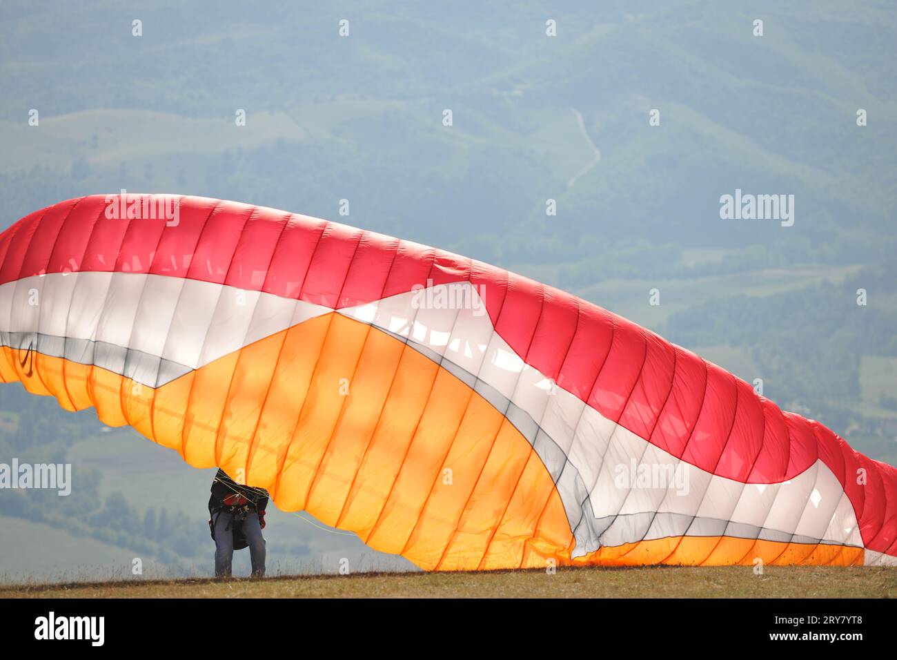 Paragliders at the start, Alps, Austria Stock Photo - Alamy