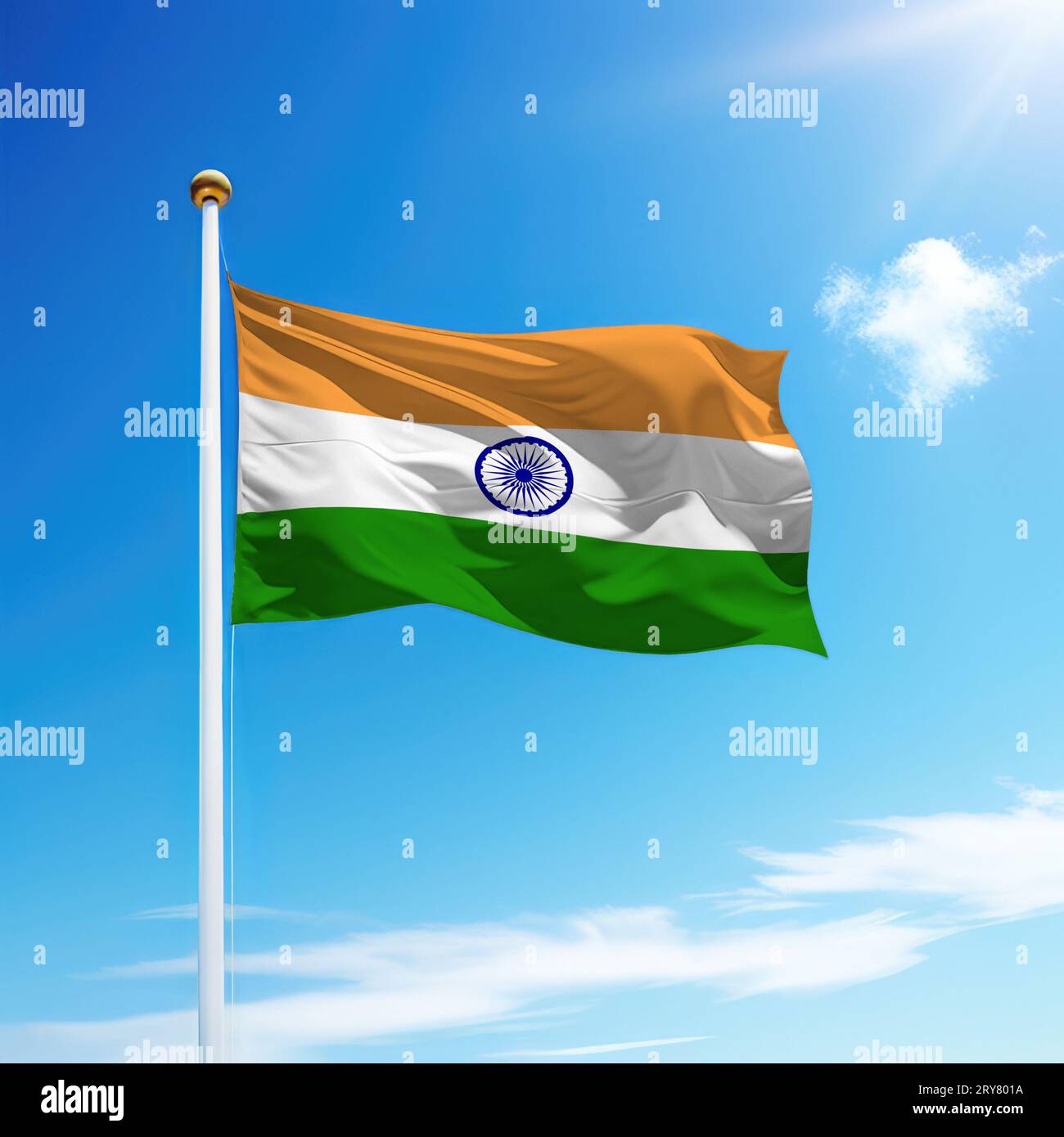 India flag on metal pole hi-res stock photography and images - Alamy