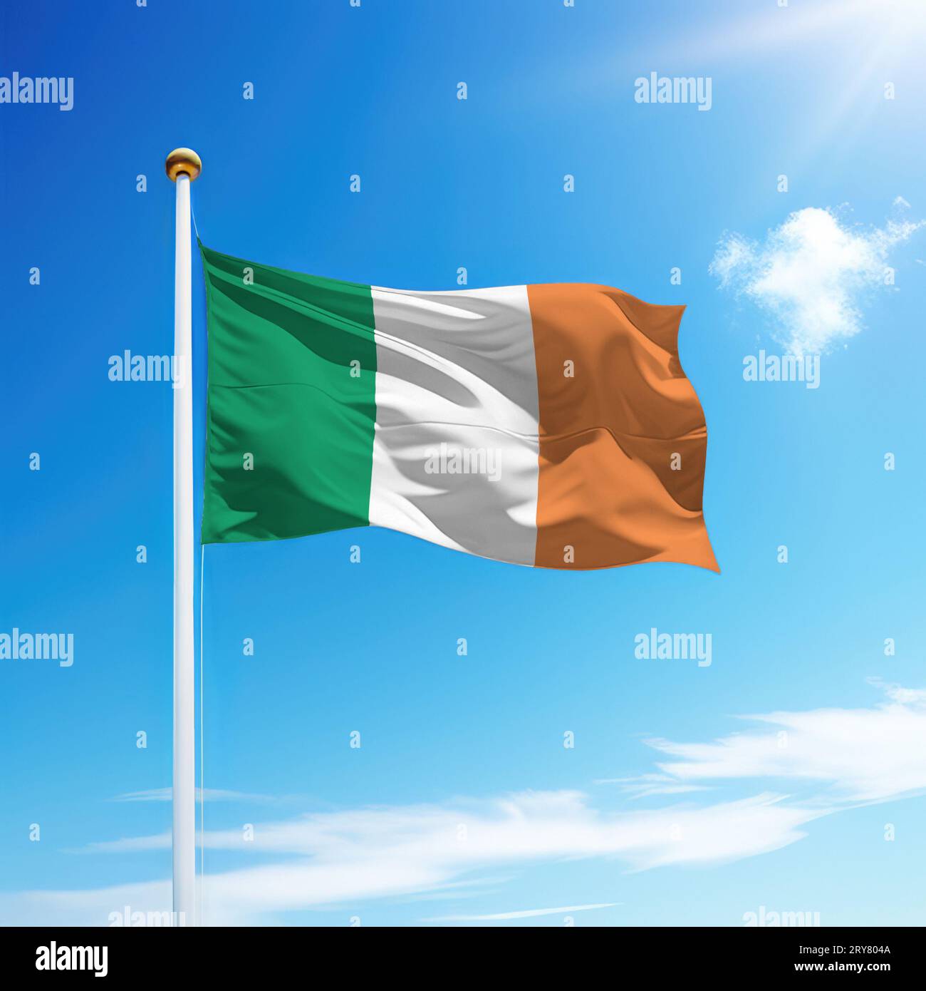 Waving flag ireland chrome hi-res stock photography and images - Alamy