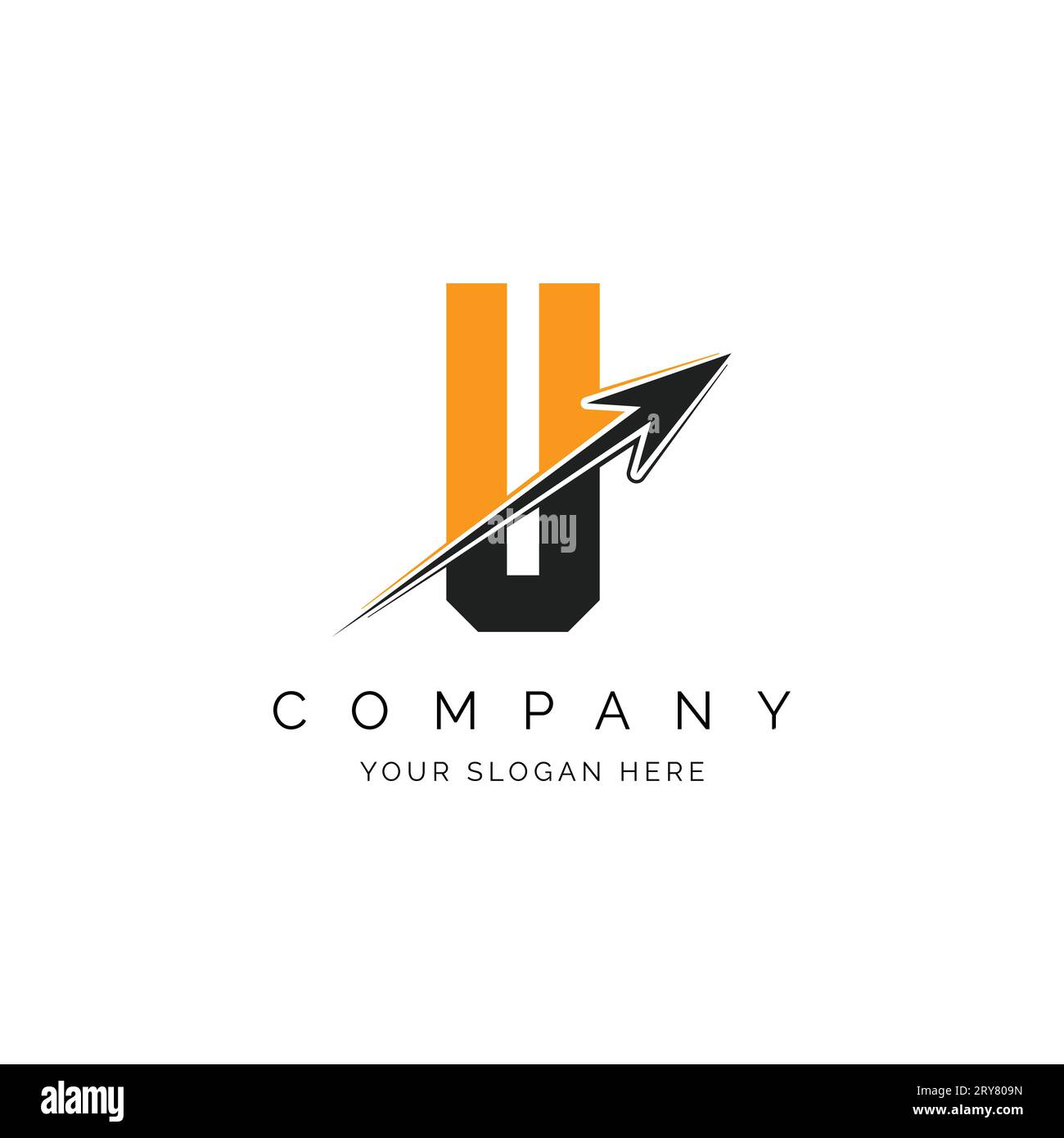 U Letter with Arrow Logo Template Illustration. U Alphabet Concept ...