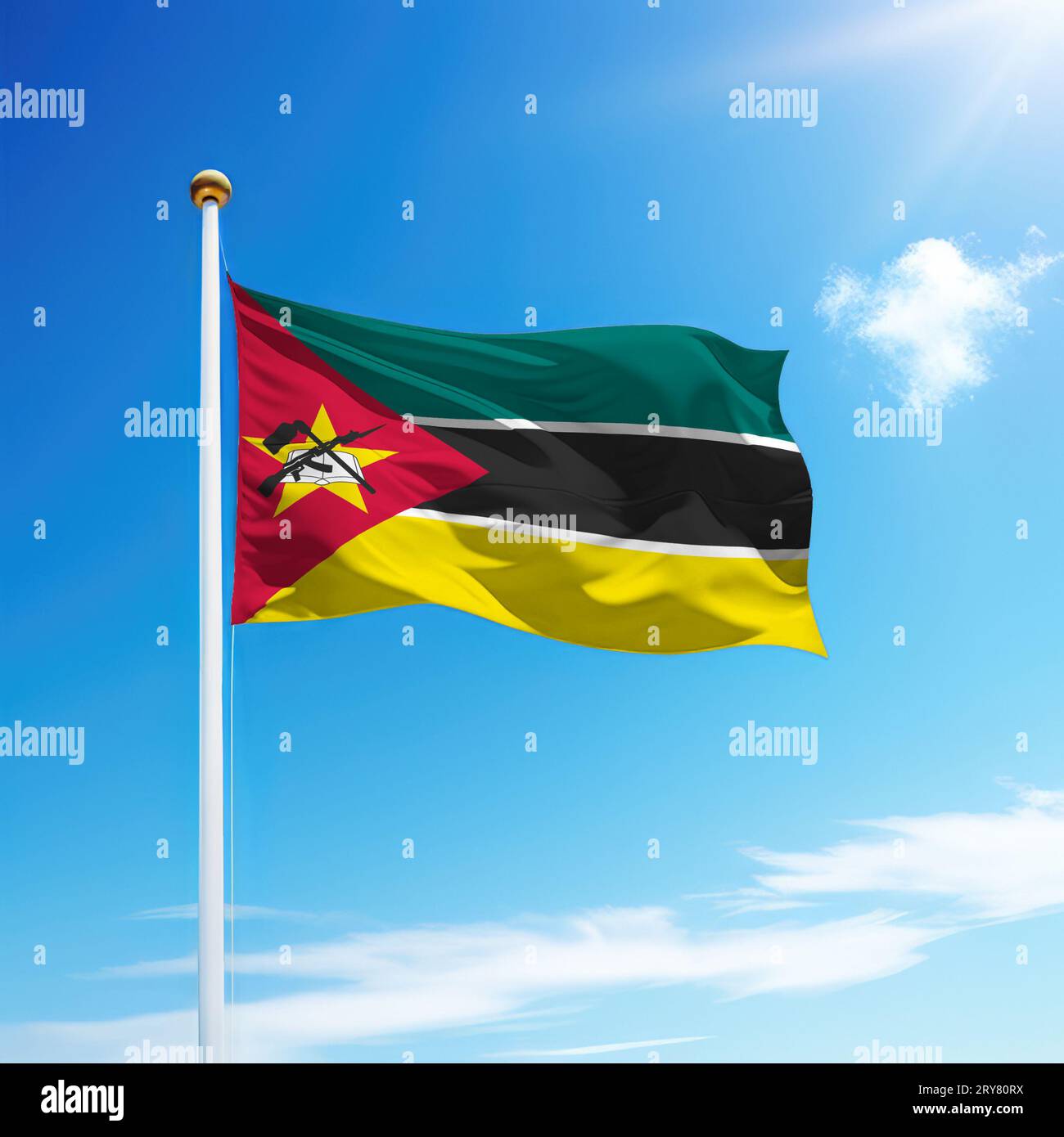 Waving flag of mozambique hi-res stock photography and images - Alamy