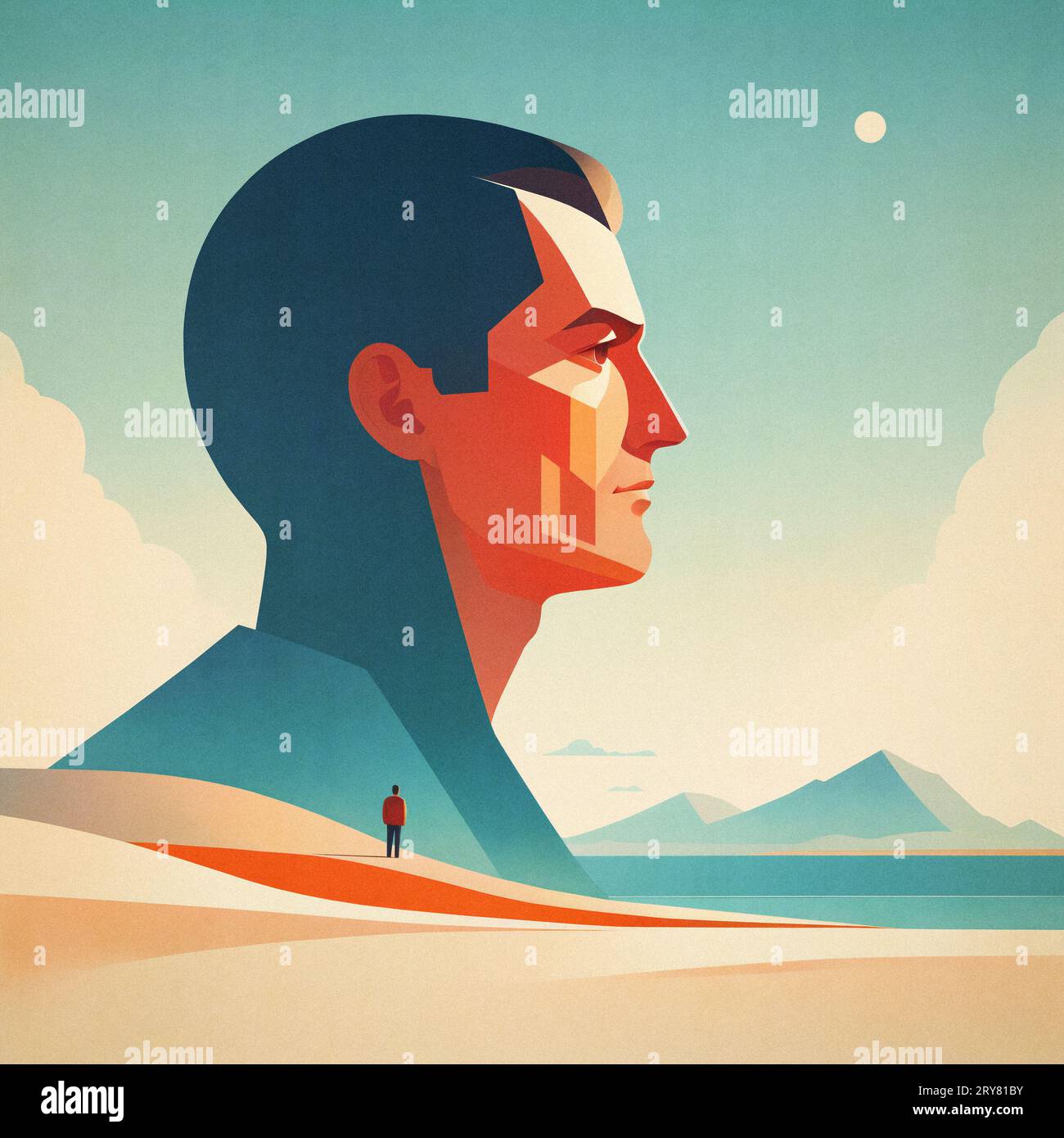 Modern textured illustration artwork of artistic portrayal of the ...