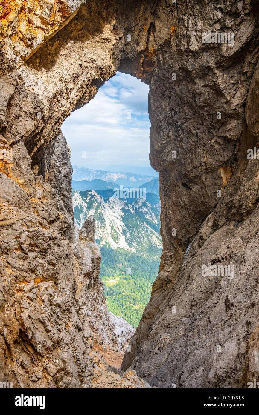 Prisojnik or Prisank Window. The larges rock window in Alps, Triglav ...