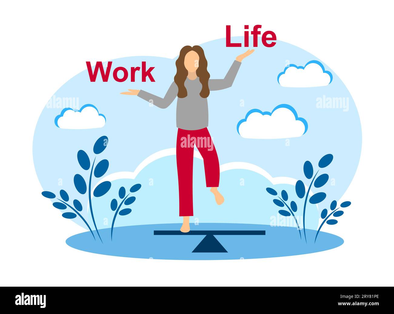 Balance between life work Stock Vector Images - Alamy