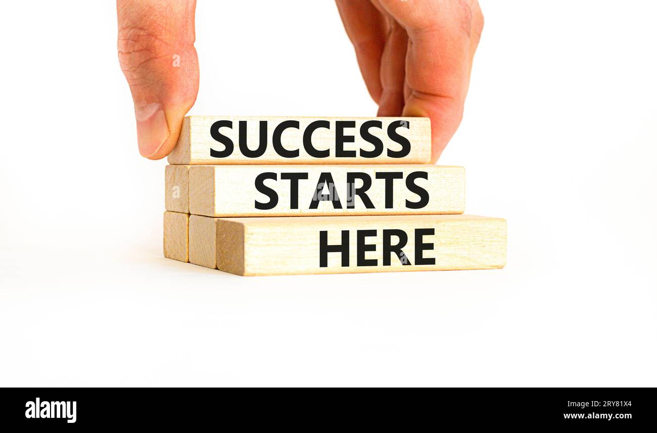 Success starts here symbol. Concept word Success starts here on ...