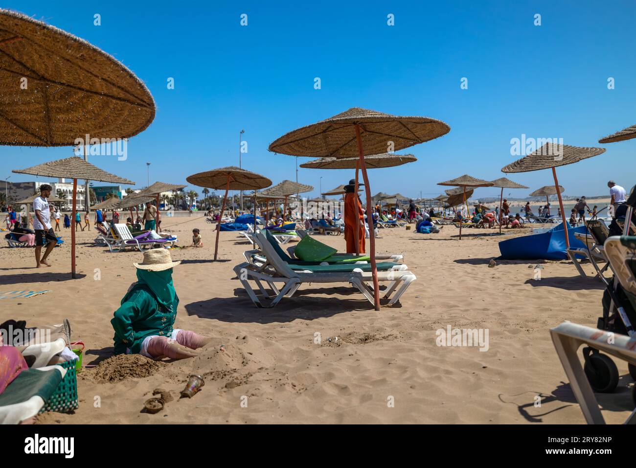Essaouira, Morocco - August 3, 2023: Woman at the beach fully covered ...