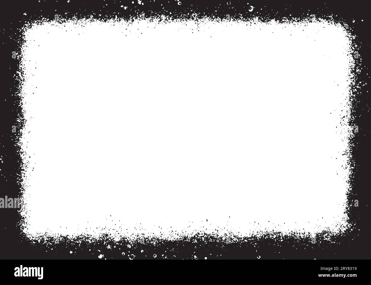 Spray paint splatter texture frame on white background, with artistic ...