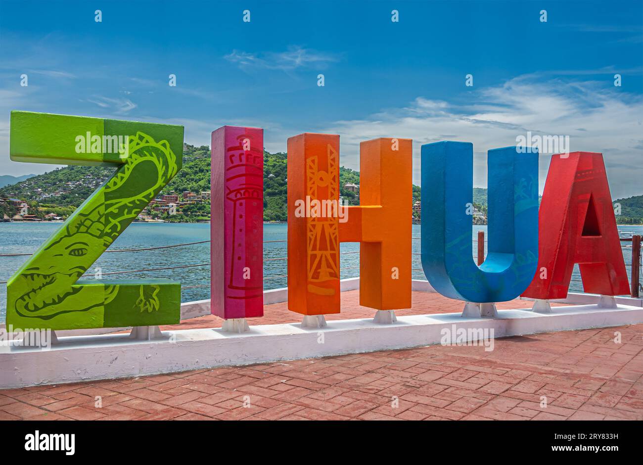 Zihuatanejo, Mexico - July 18, 2023: Short town name, Zihua, in tall ...