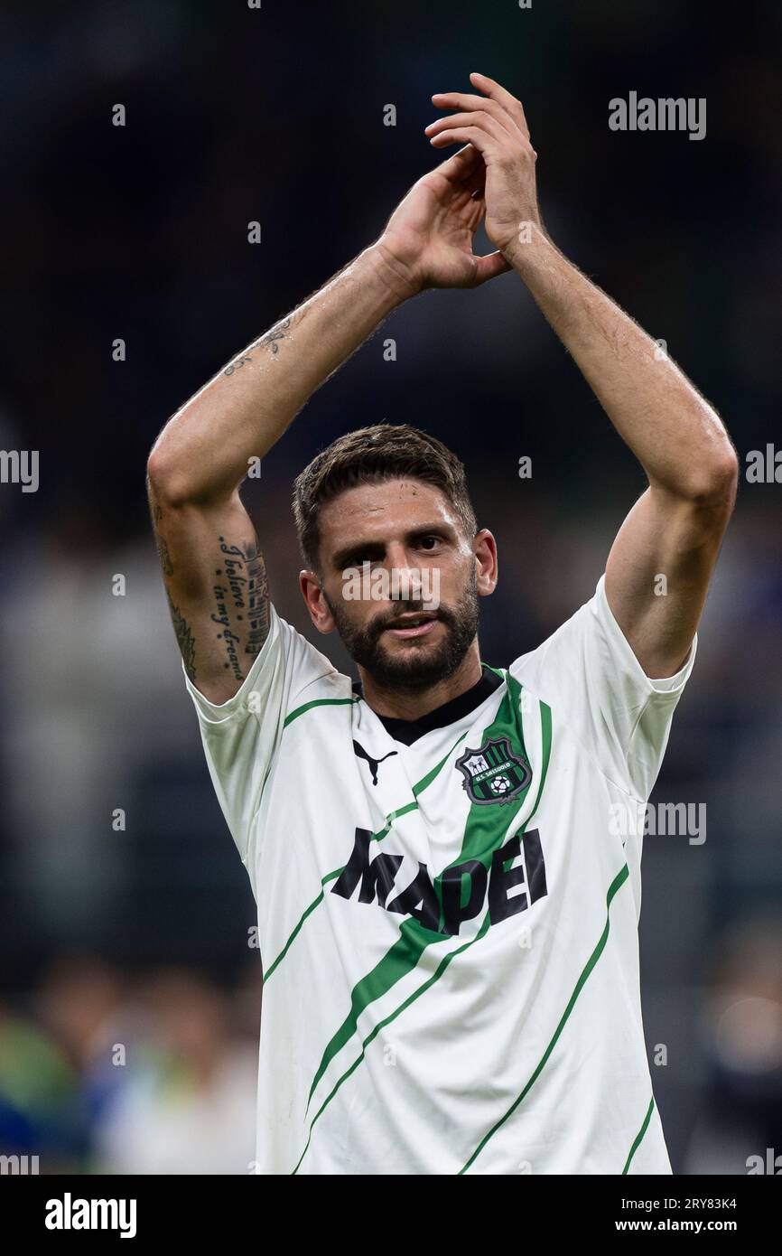 Milan, Italy. 29 September 2023. Domenico Berardi of US Sassuolo ...
