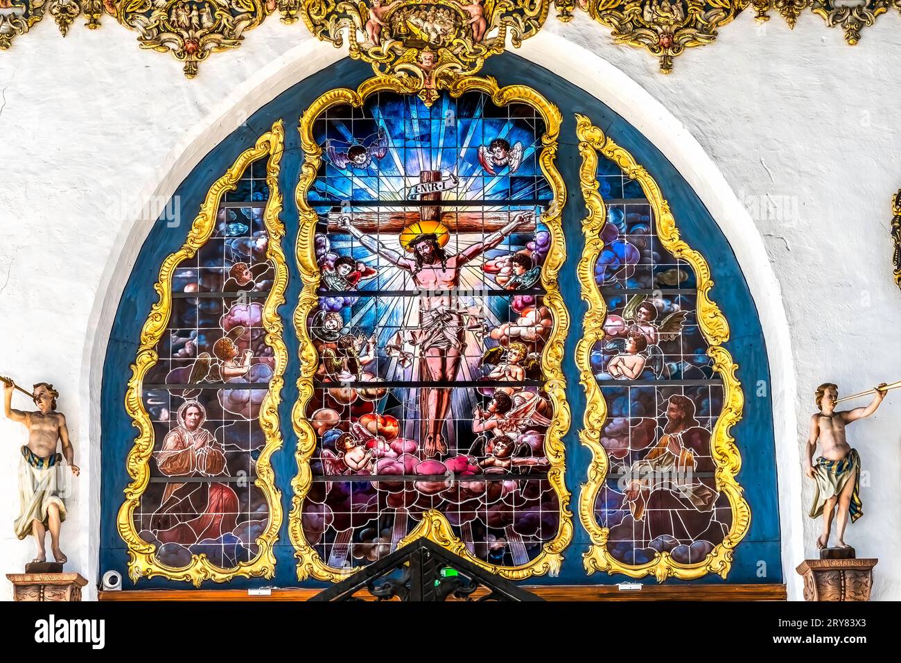 Jesus Christ Crucifixion Stained Glass St Mary's Church Gdansk Poland ...