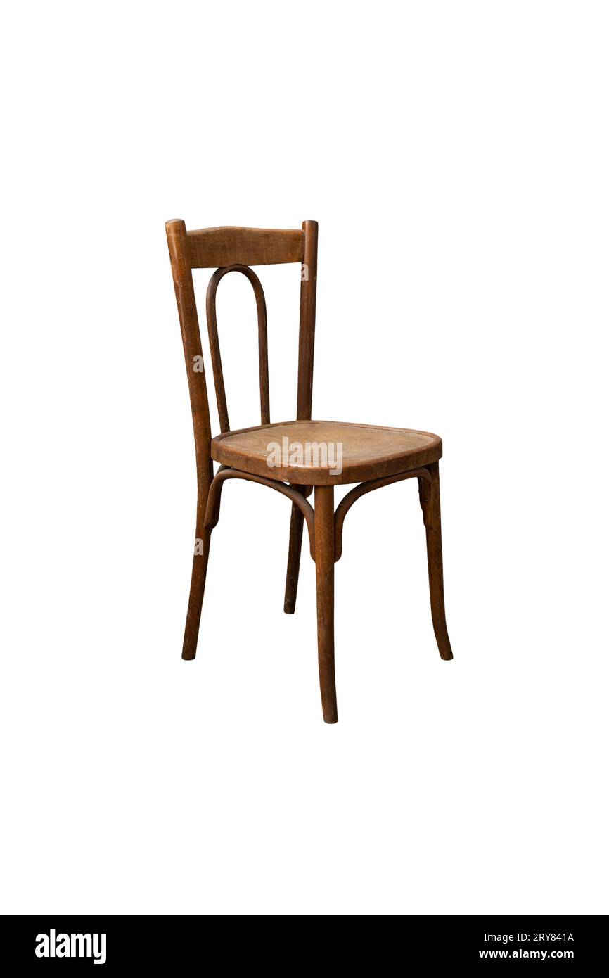 Empty vintage bentwood chair isolated on white background, portrait ...