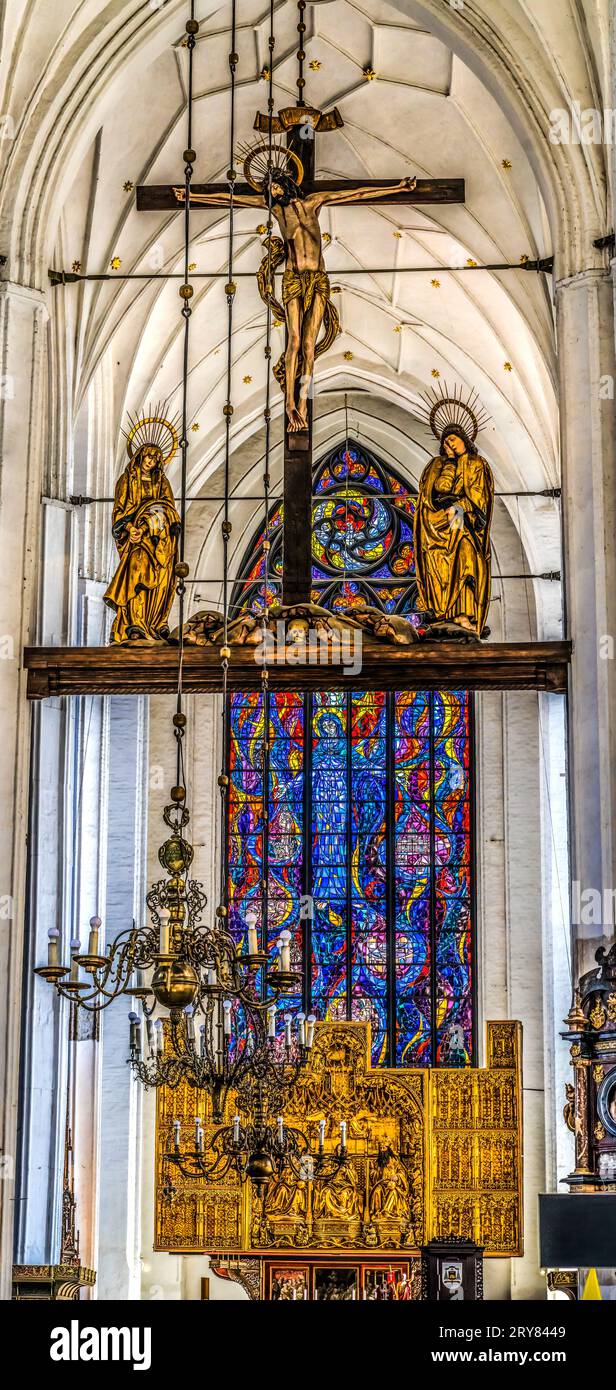 Jesus Christ Crucifixion Statues St Mary's Church Gdansk Poland. Church orginally from 1300s ...