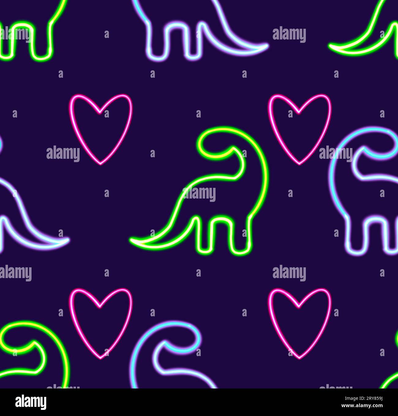 seamless pattern neon Dino glowing desktop icon, neon dinosaur sticker ...