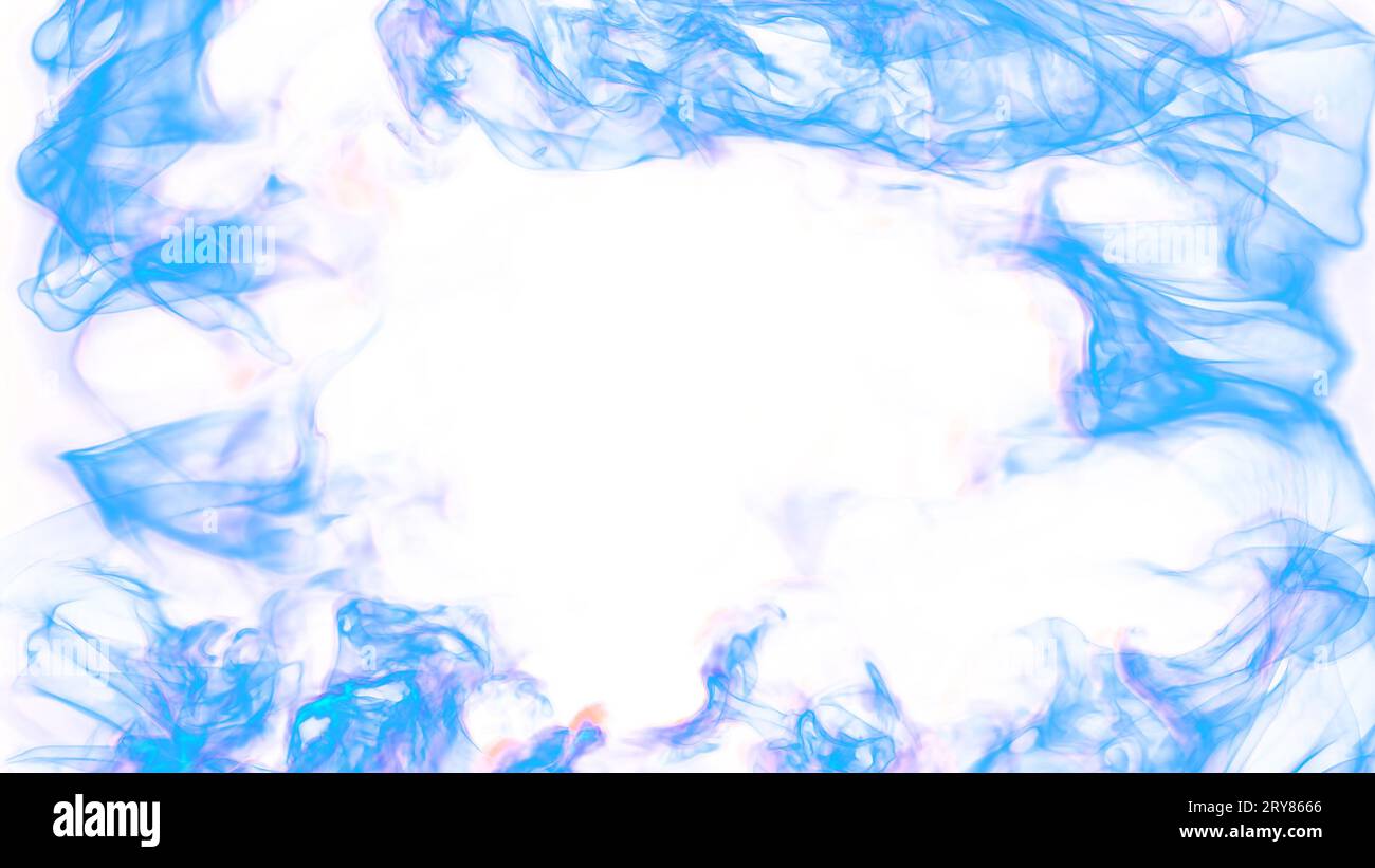 3d illustration. Tongues of blue flame collide from opposite sides on a ...