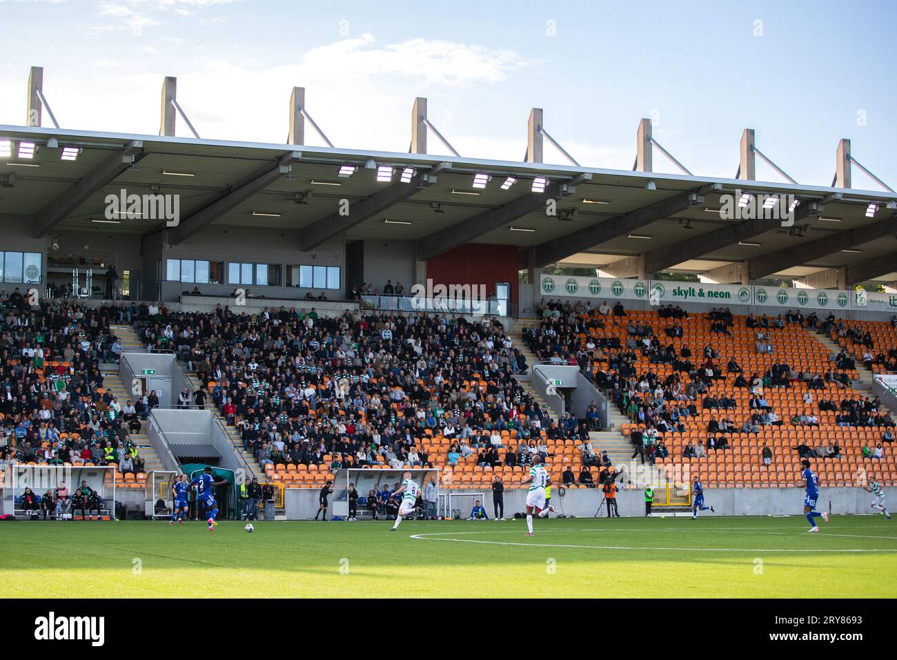 230923 Hitachi Energy Arena under fotbollsmatchen i Superettan mellan ...