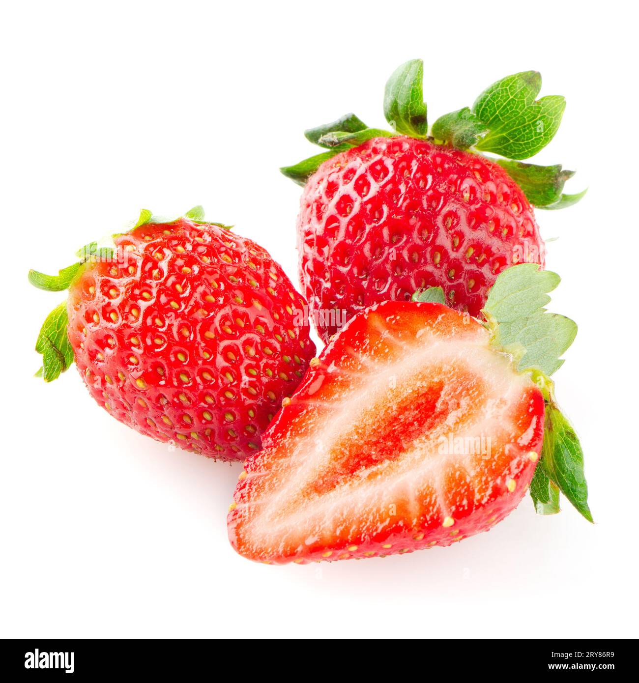 Three fresh ripe strawberries hi-res stock photography and images - Alamy