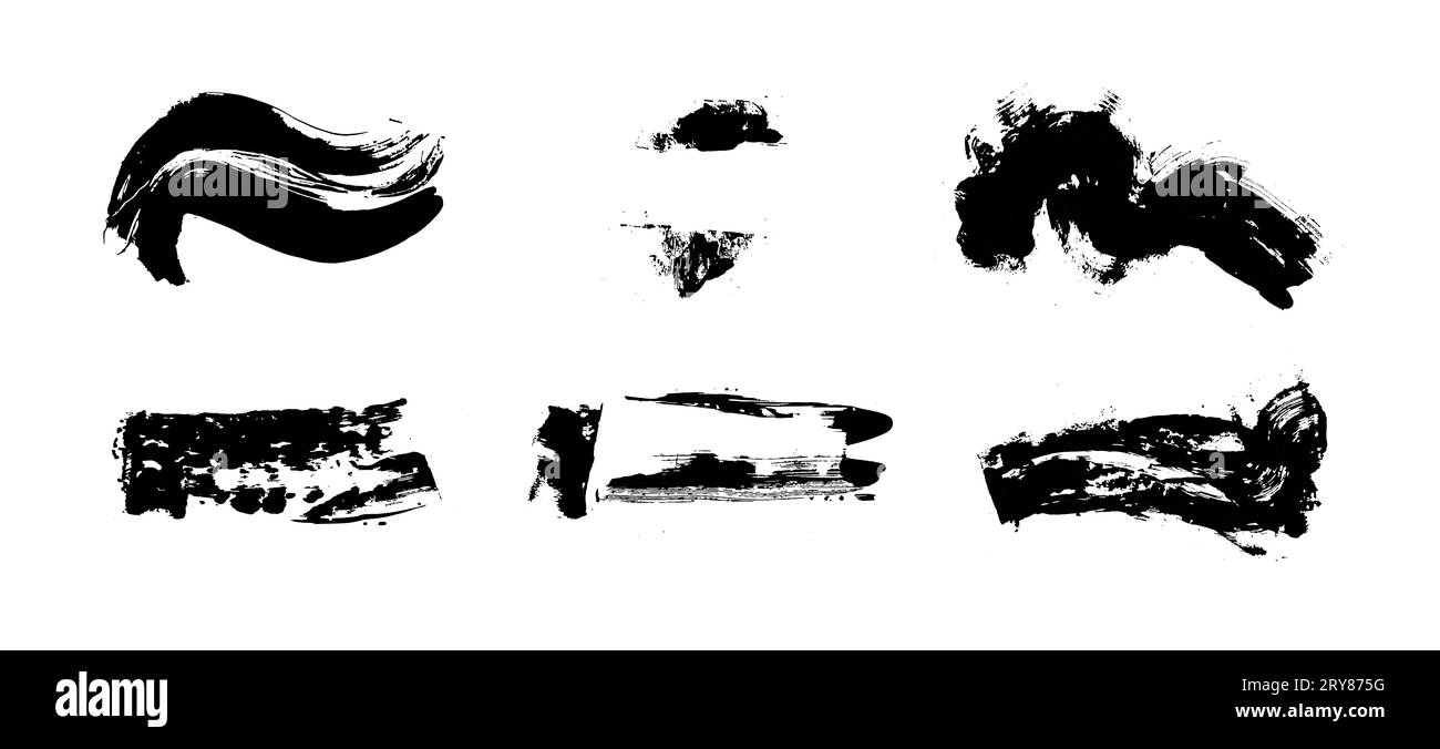 Set of brush strokes with paint, real handmade strokes, set of vector ...