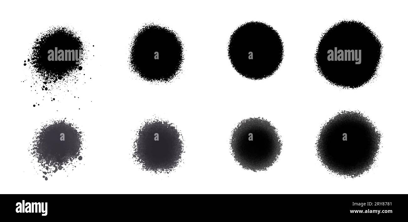 Collection of vector spray strokes, real handmade strokes with circular ...