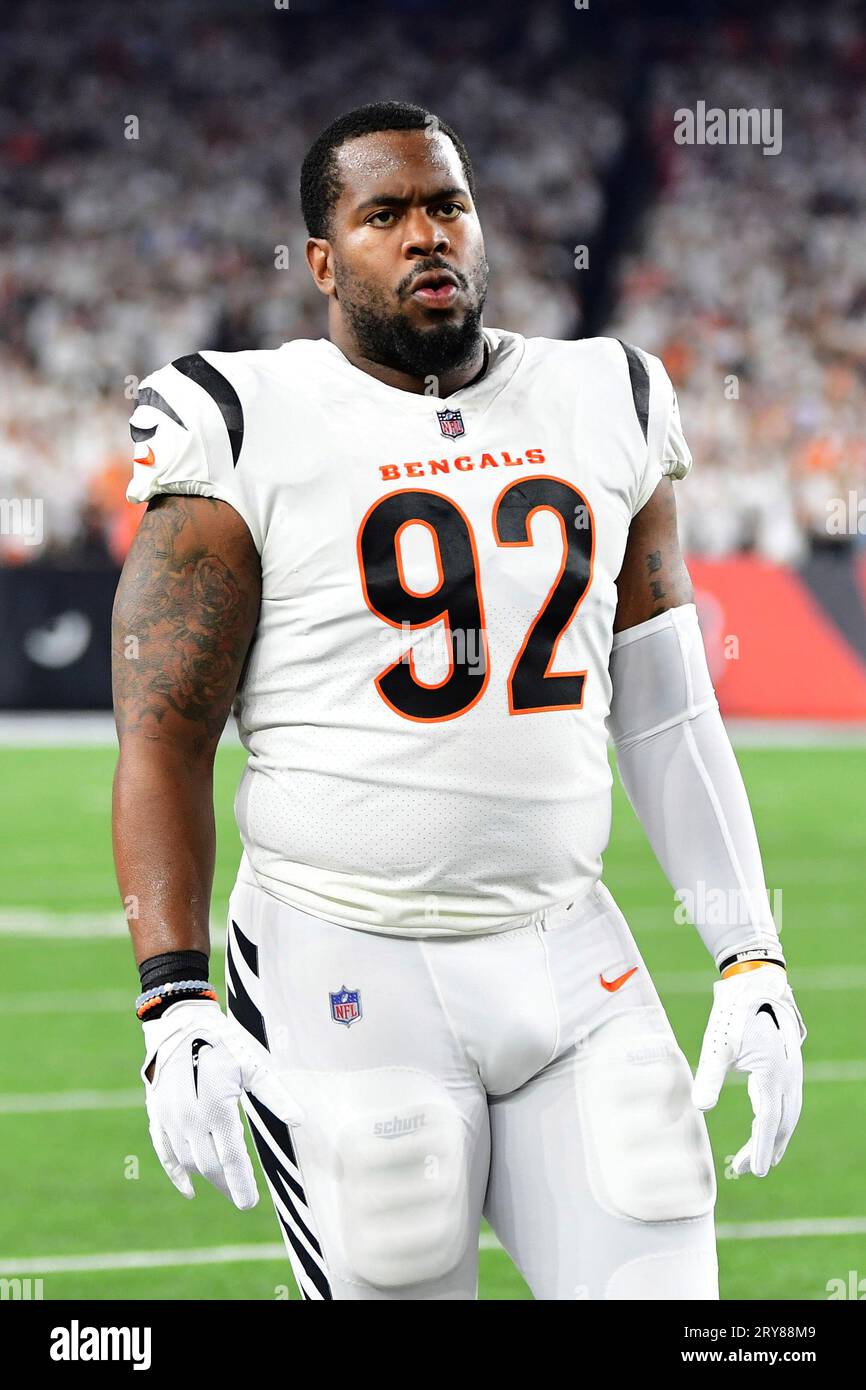 Cincinnati Bengals defensive tackle BJ Hill (92) looks on before an NFL ...