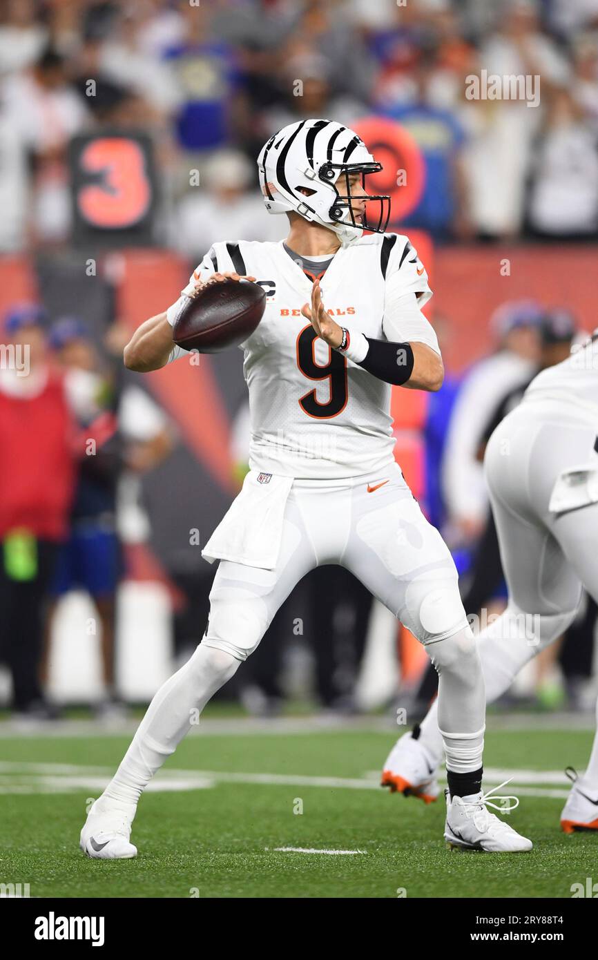 Cincinnati Bengals quarterback Joe Burrow (9) drops back to pass during ...