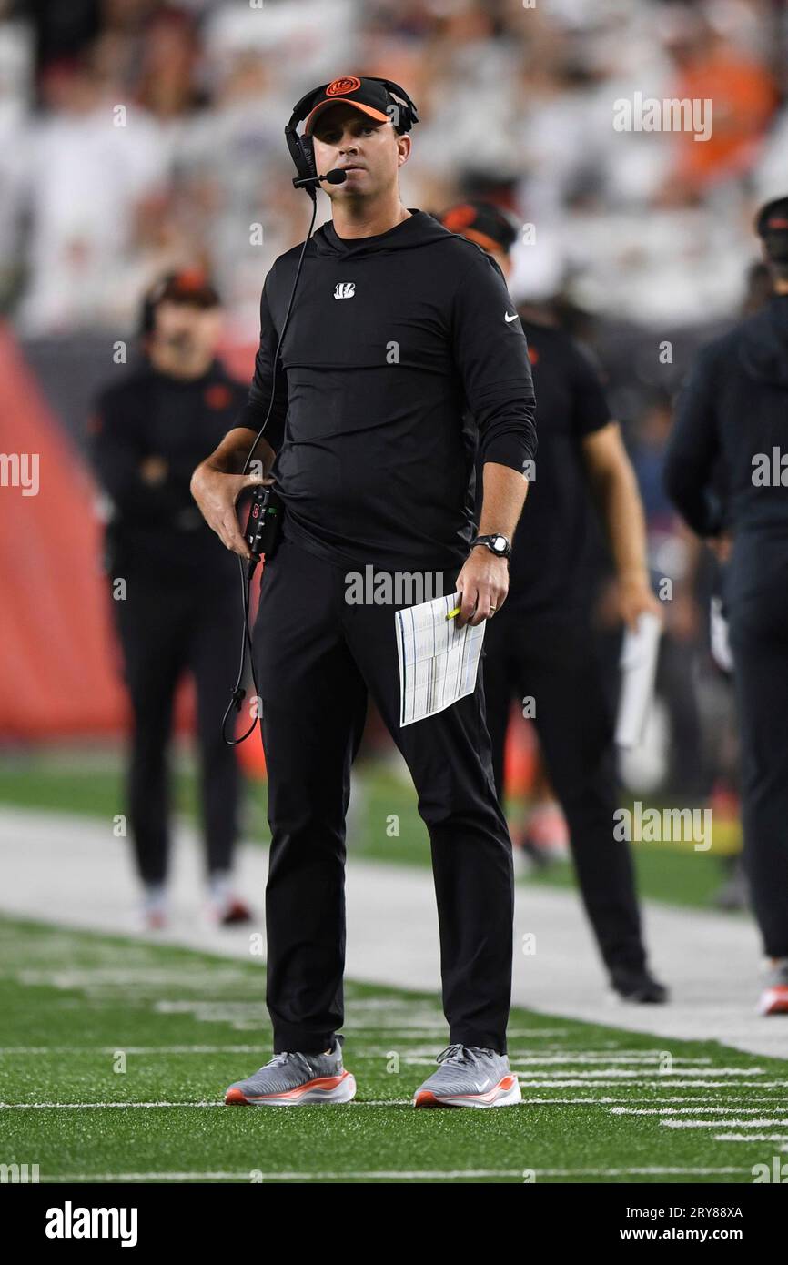 Cincinnati Bengals head coach Zac Taylor during an NFL football game ...
