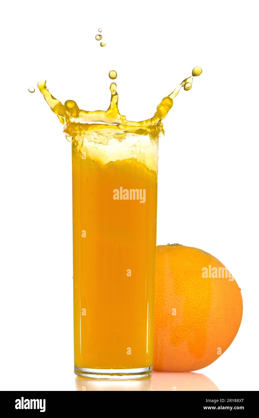 Orange juice splash Stock Photo - Alamy