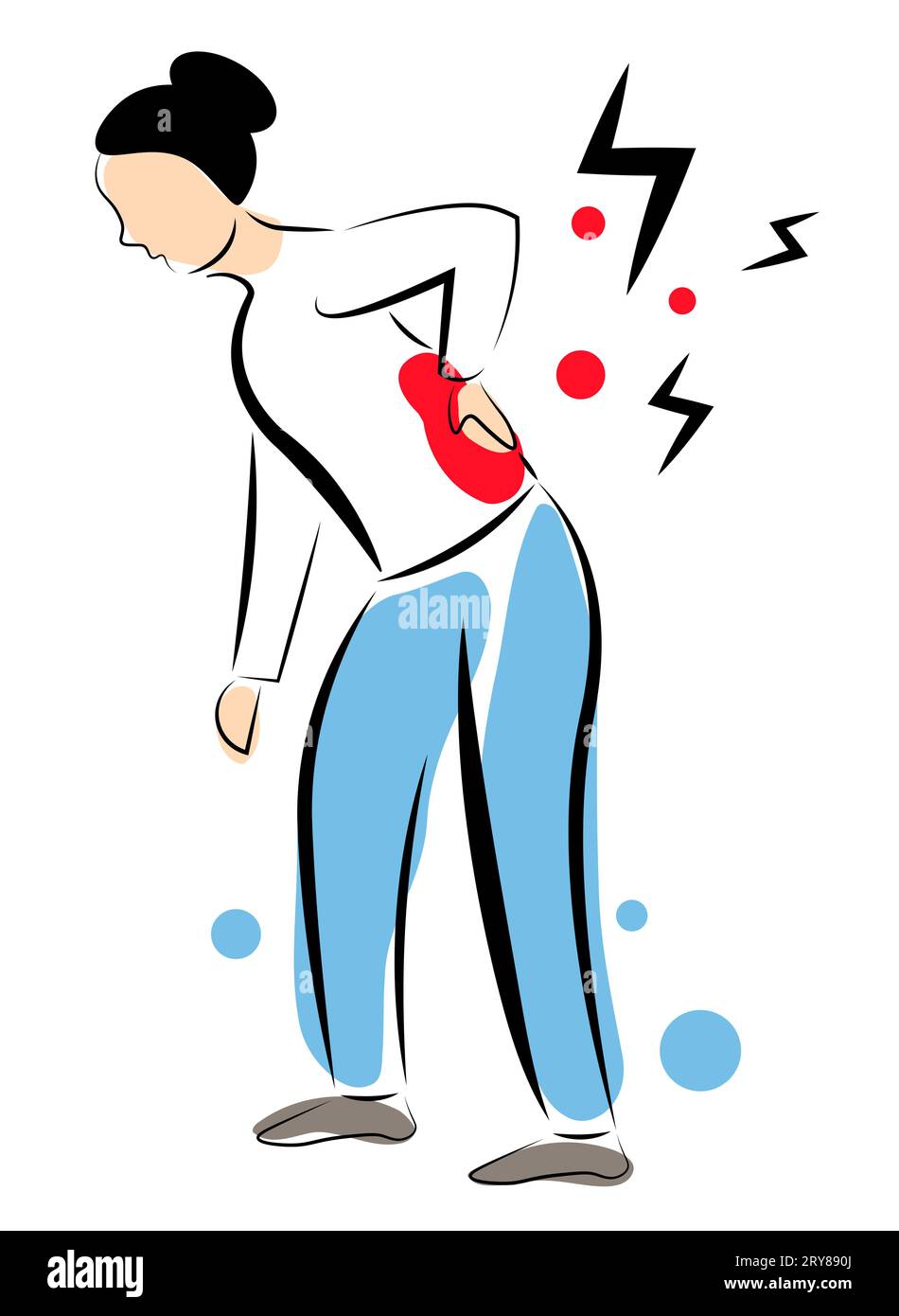 Back pain woman drawing hi-res stock photography and images - Alamy