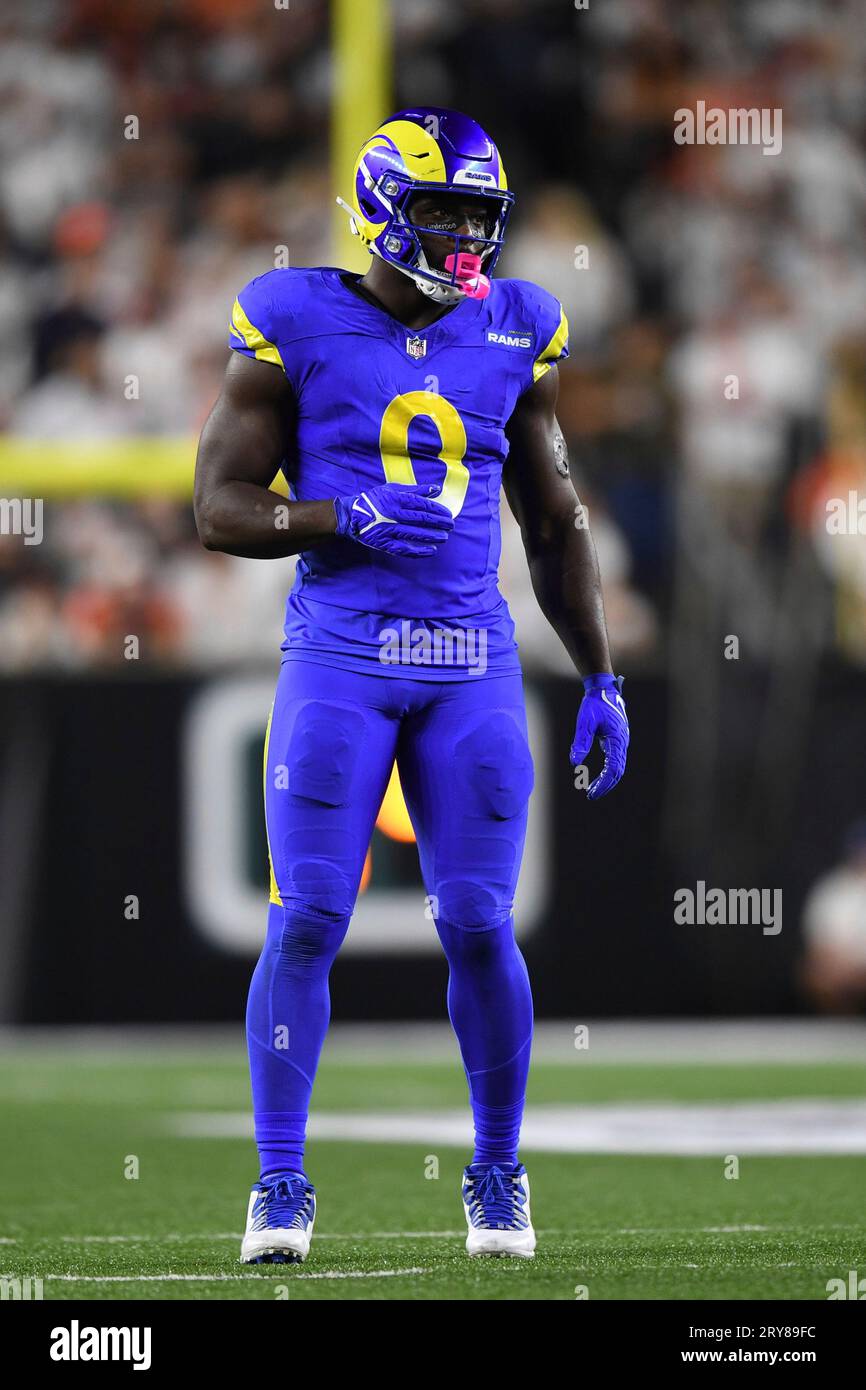 Los Angeles Rams linebacker Byron Young (0) during an NFL football game ...