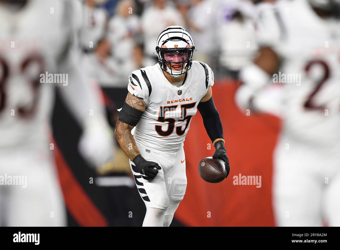 Cincinnati Bengals linebacker Logan Wilson (55) celebrates his ...