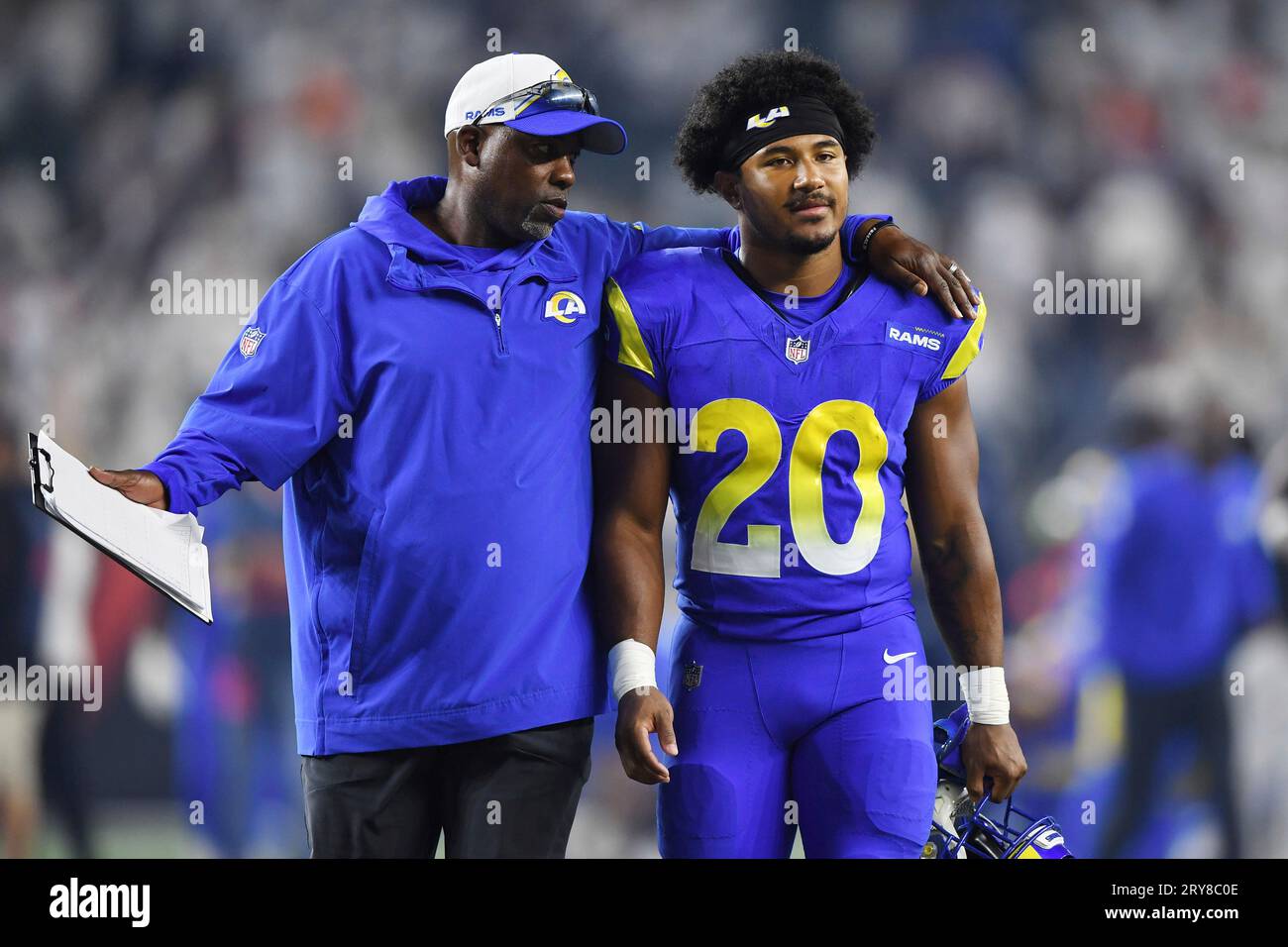 Los Angeles Rams running back Ronnie Rivers (20) walks off the field ...