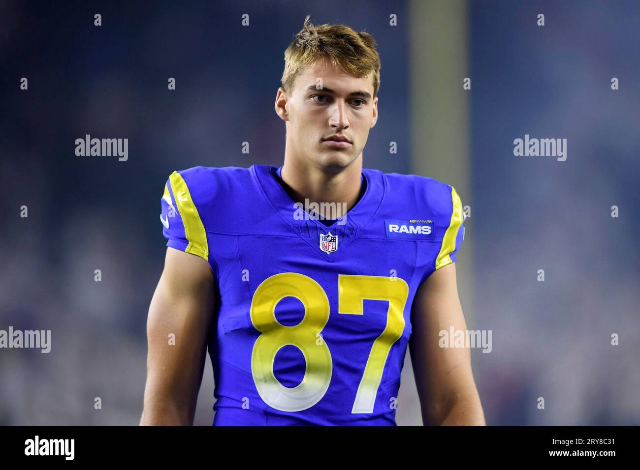 Los Angeles Rams tight end Davis Allen (87) walks off the field after ...