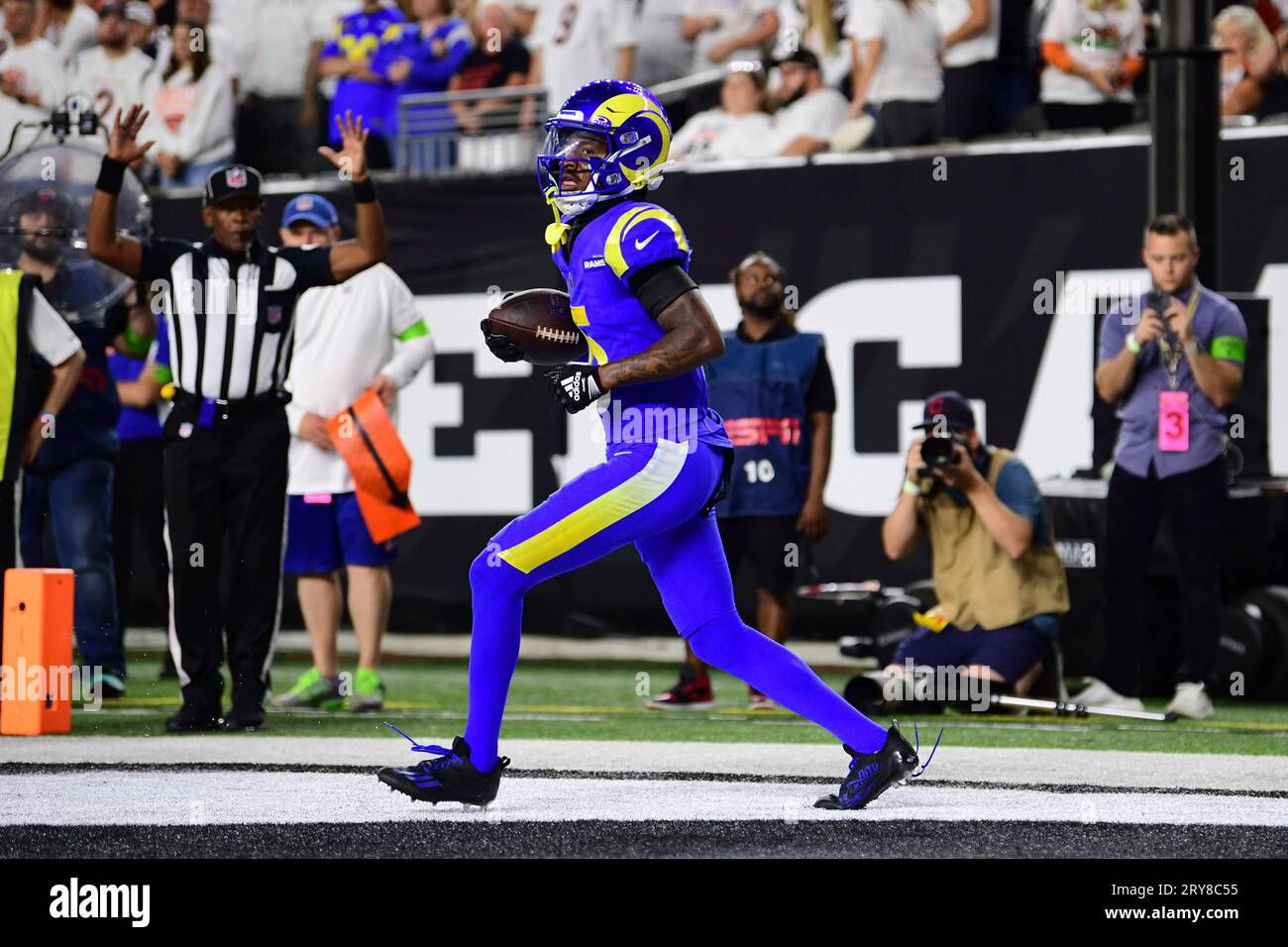 Los Angeles Rams wide receiver Tutu Atwell (5) scores a touchdown ...