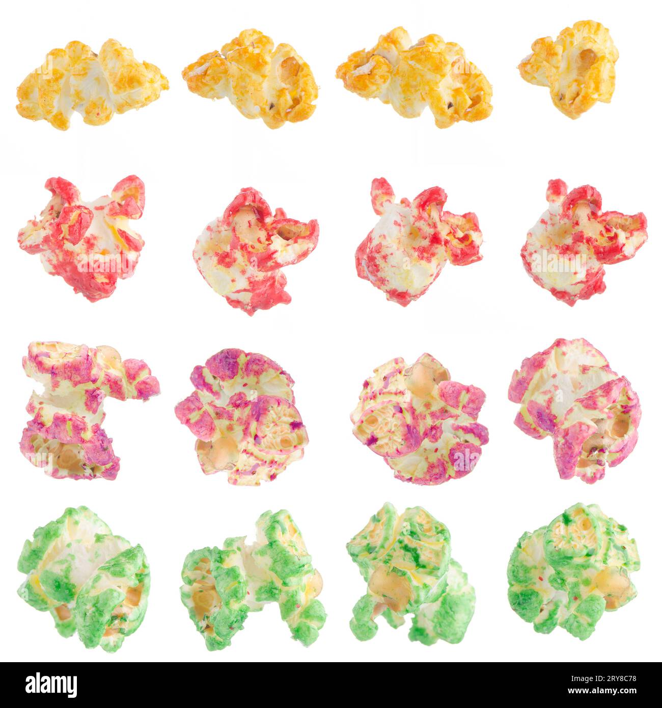 Popped color kernels of pop corn snack Stock Photo - Alamy