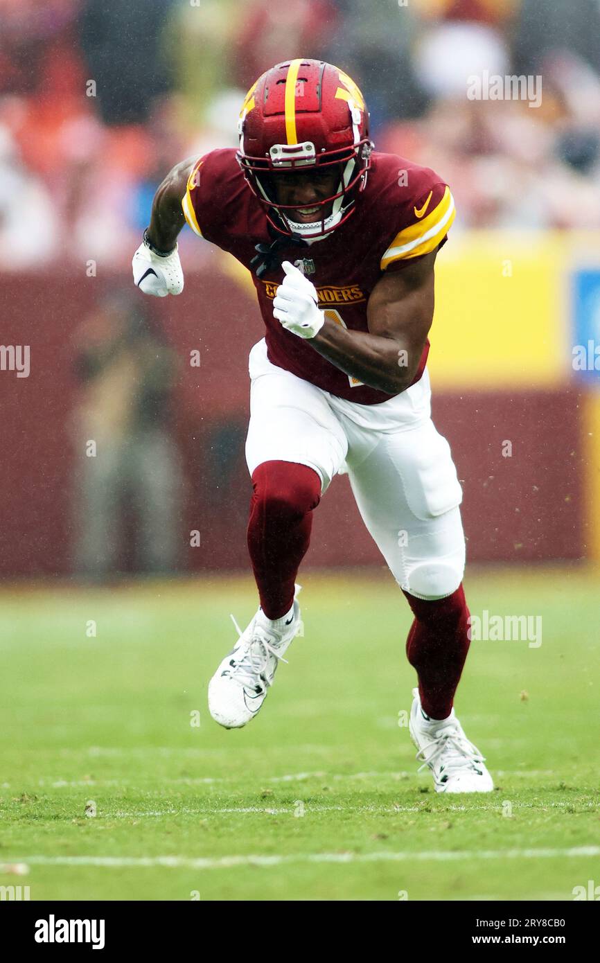 Washington Commanders wide receiver Jahan Dotson (1) runs during an NFL ...