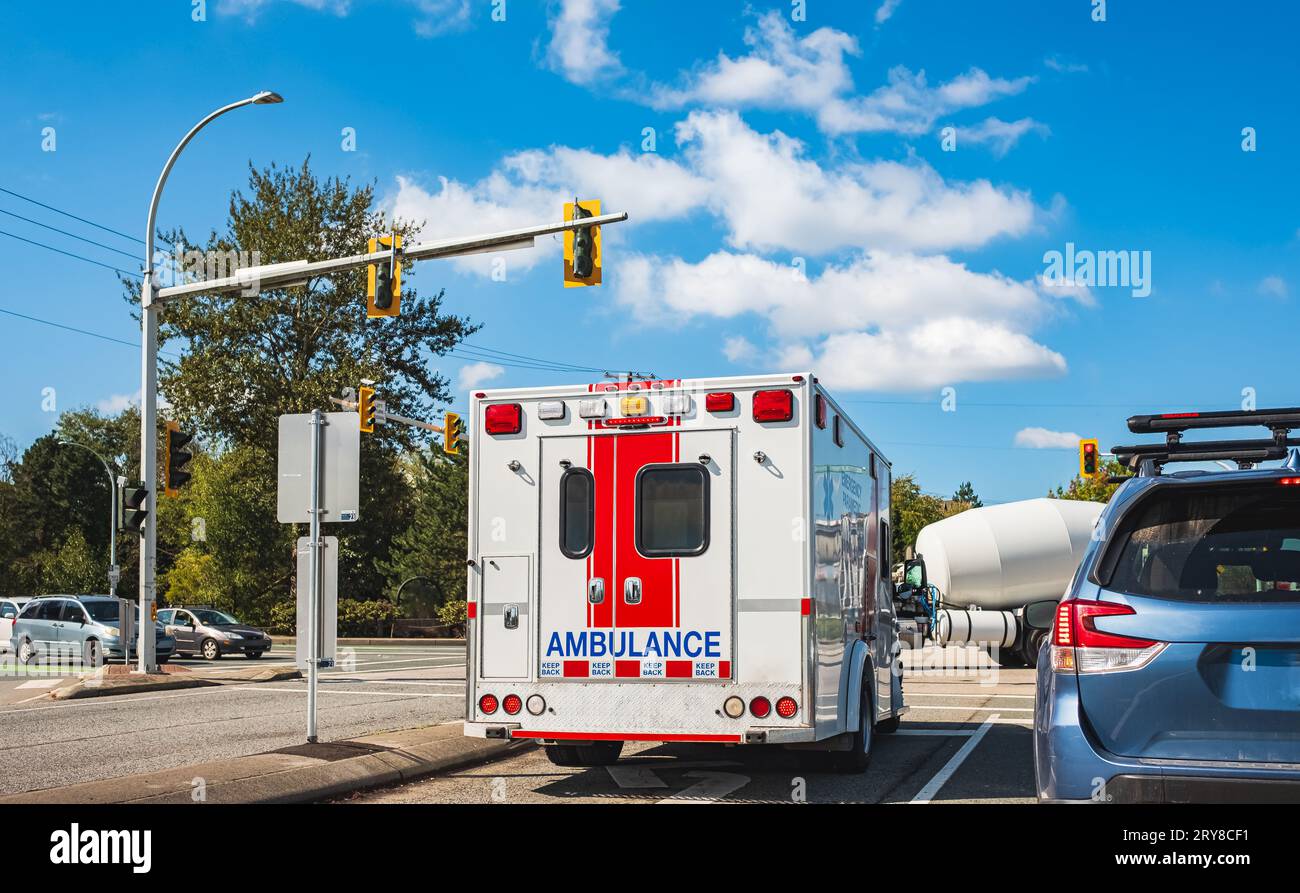 An ambulance has responded to an emergency call. Vancouver ambulance ...