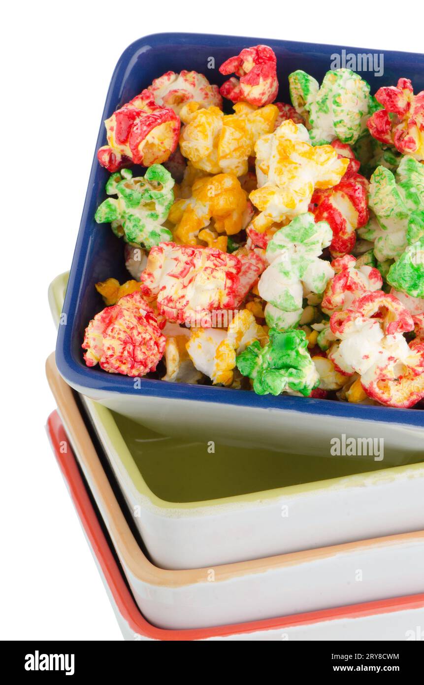 Pile of ceramic bowls of popcorn Stock Photo - Alamy