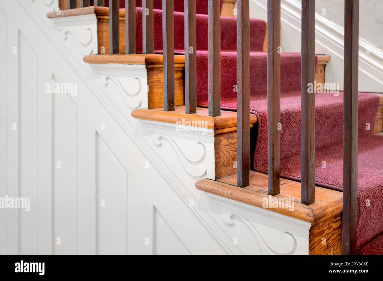 Old Historic Decorative Trim Wood Panel with Hardwood Floor Steps and ...