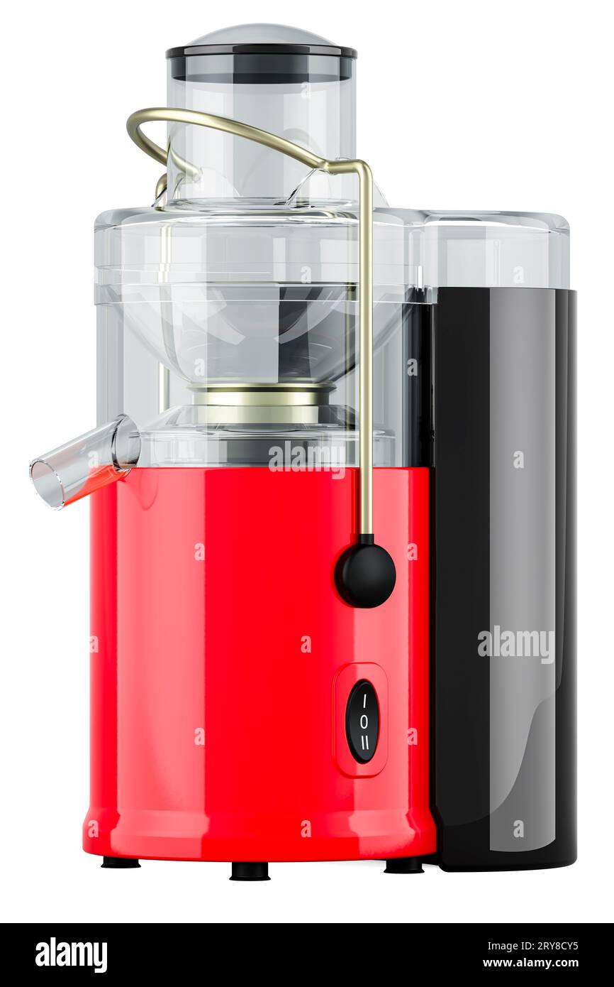 Electric juicer, red color. 3D rendering isolated on white background ...