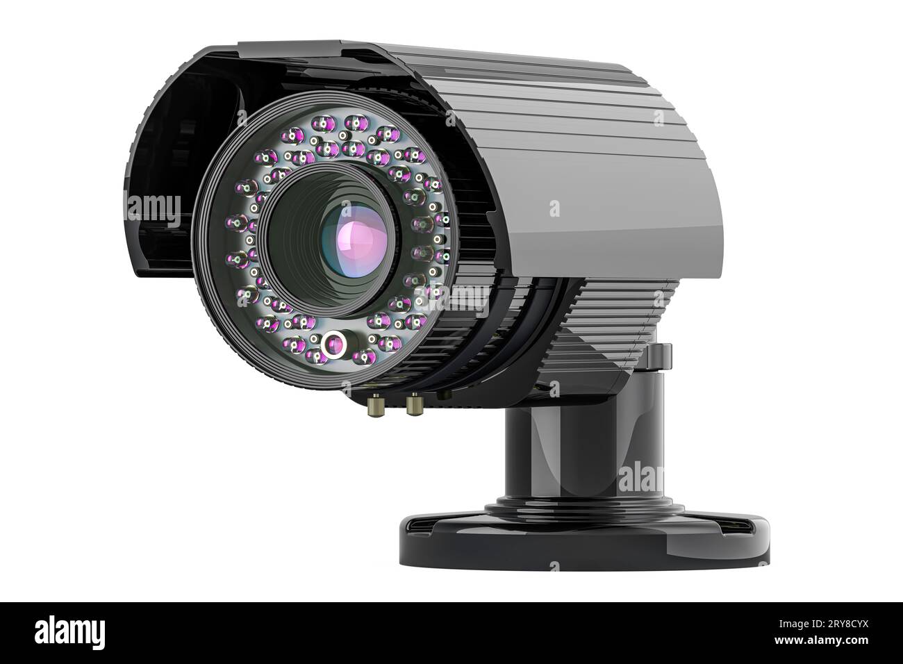 Security surveillance camera with stand, 3D rendering isolated on white ...