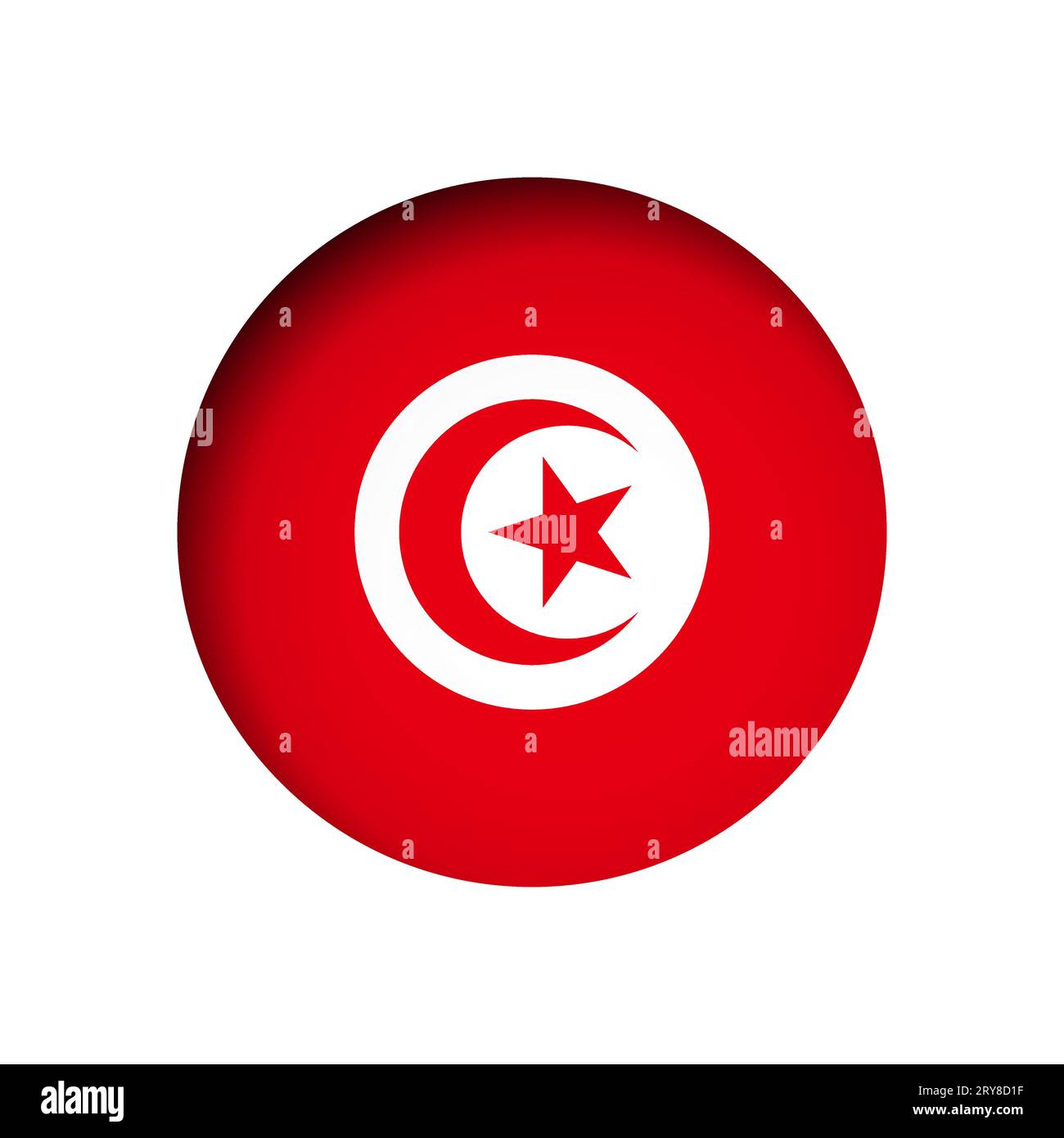 Tunisia flag - behind the cut circle paper hole with inner shadow Stock ...
