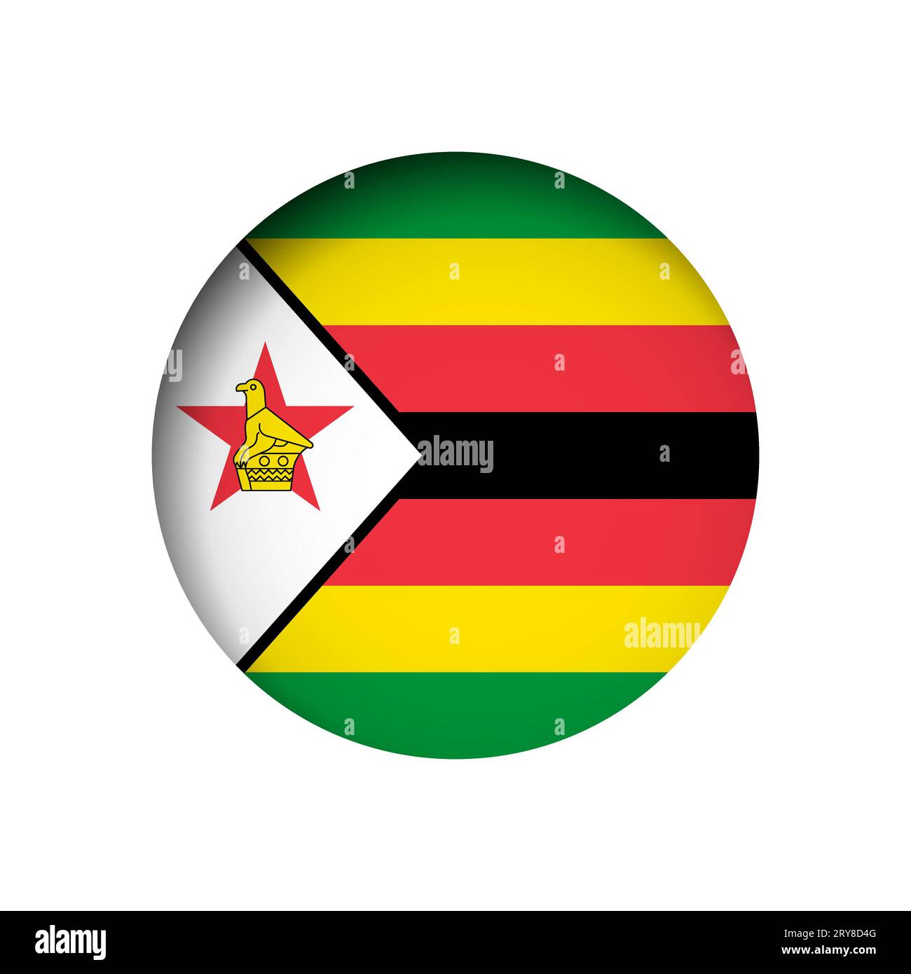 Zimbabwe flag - behind the cut circle paper hole with inner shadow ...