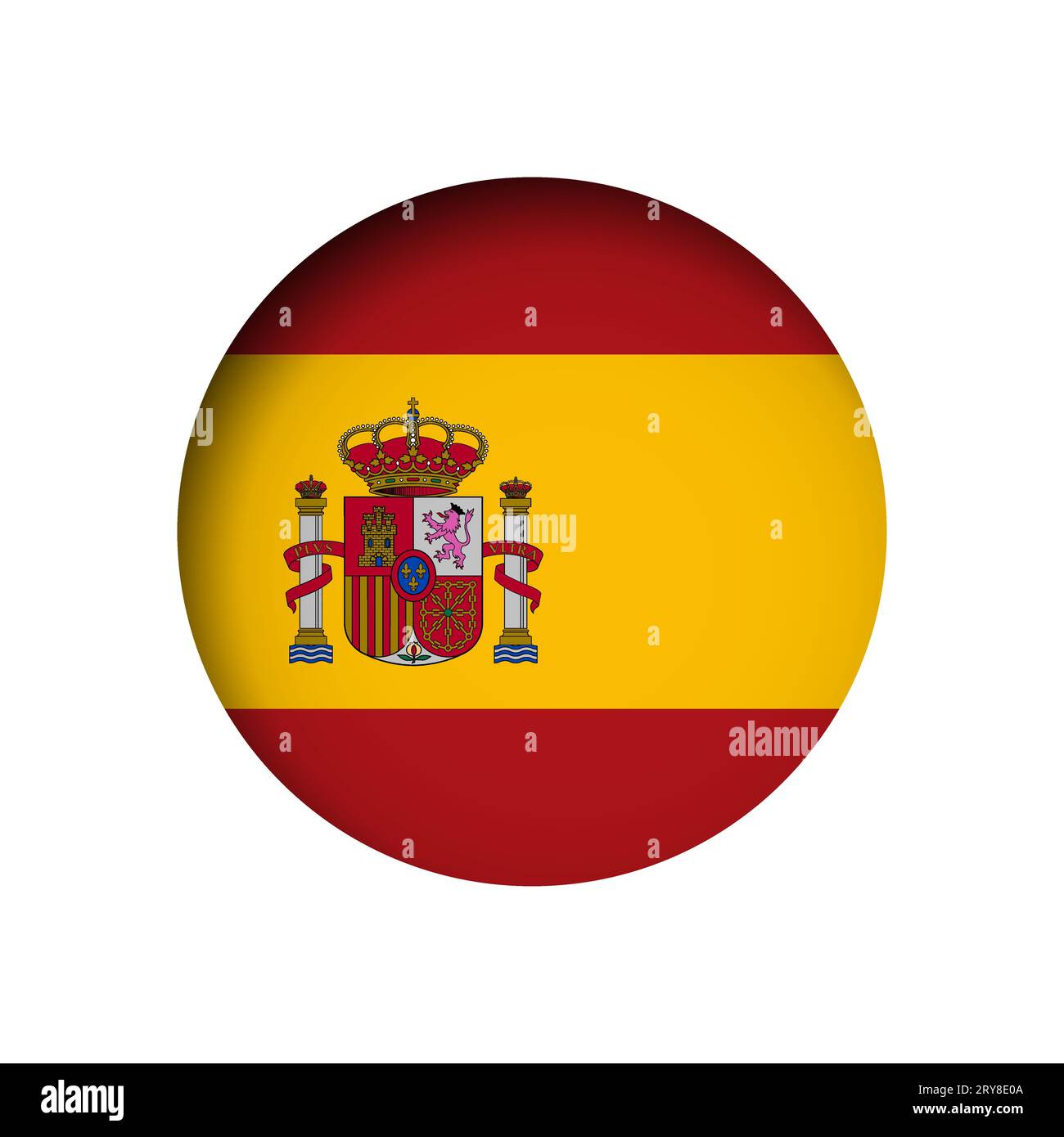 Spain flag - behind the cut circle paper hole with inner shadow Stock ...