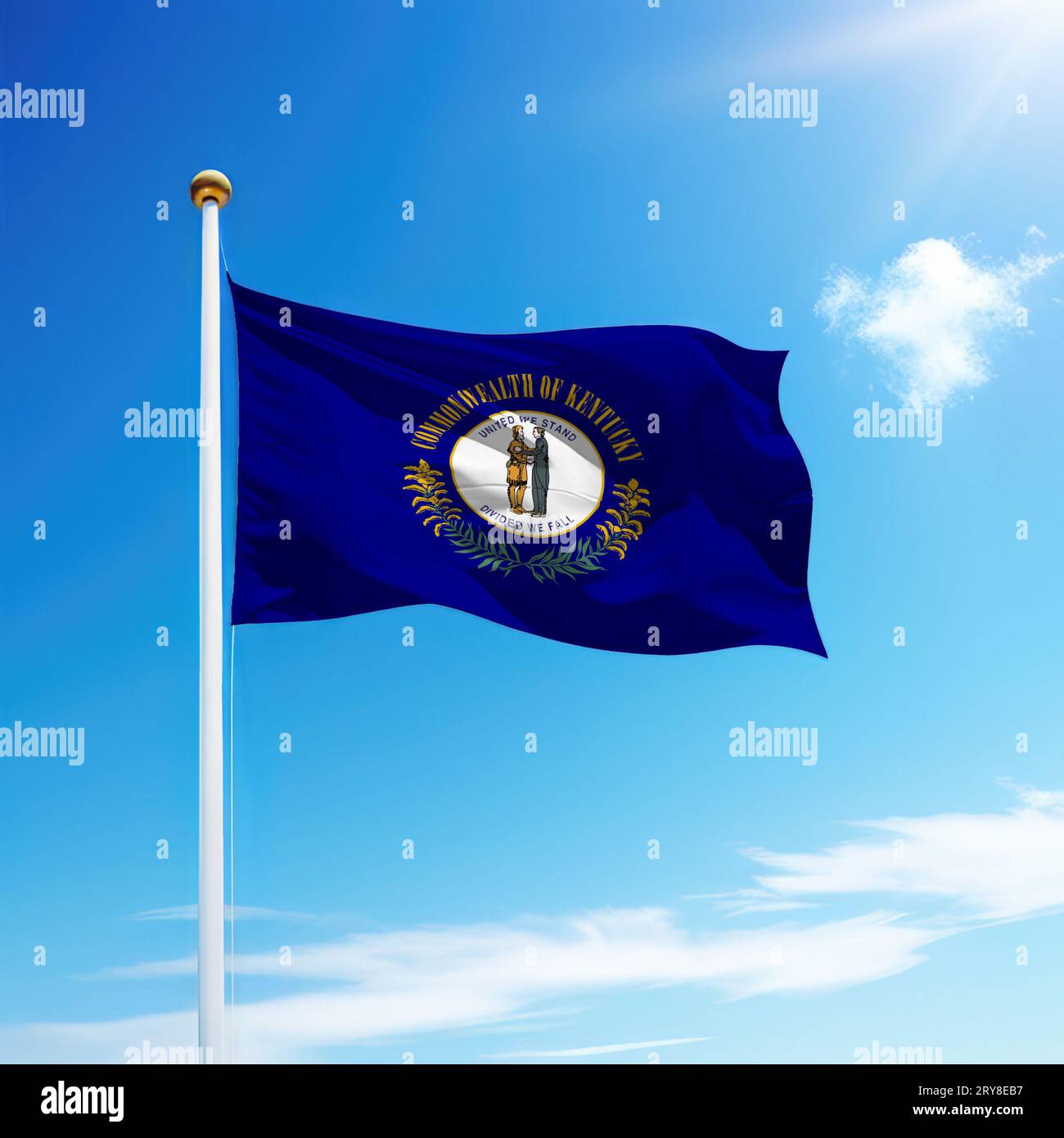 Kentucky flag on flagpole hi-res stock photography and images - Alamy