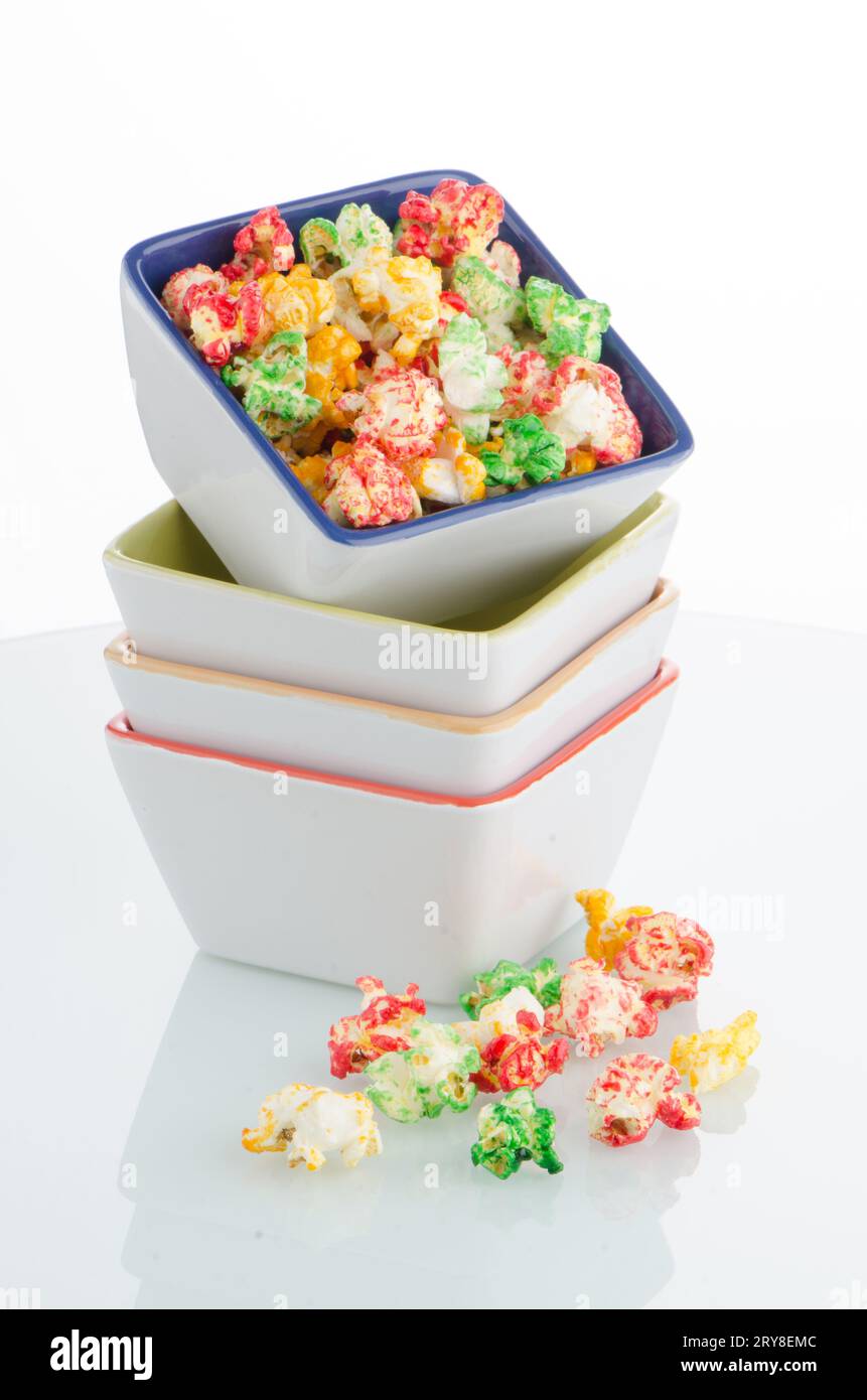 Pile of ceramic bowls of popcorn Stock Photo - Alamy