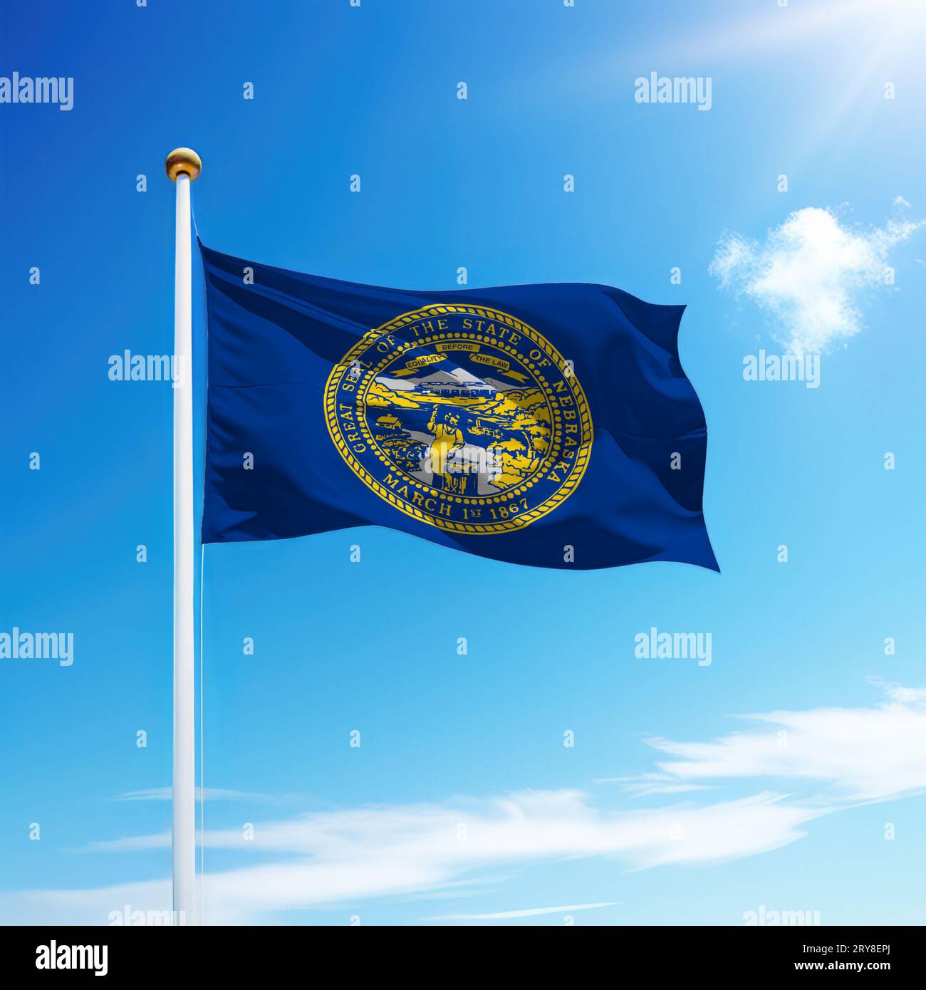 Nebraska state waving flag realistic hi-res stock photography and ...