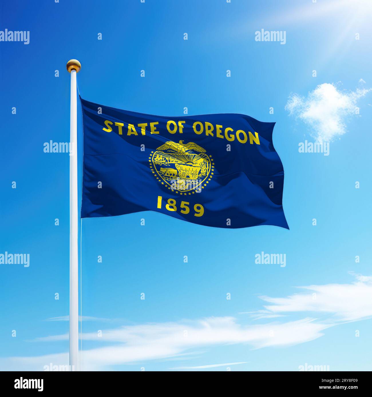 Oregon state flag waving isolated hi-res stock photography and images ...