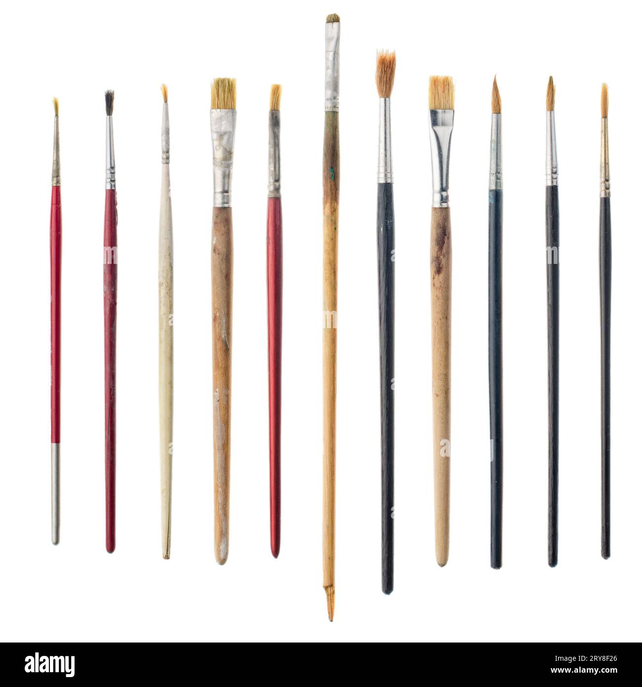 Used art brushes Stock Photo - Alamy