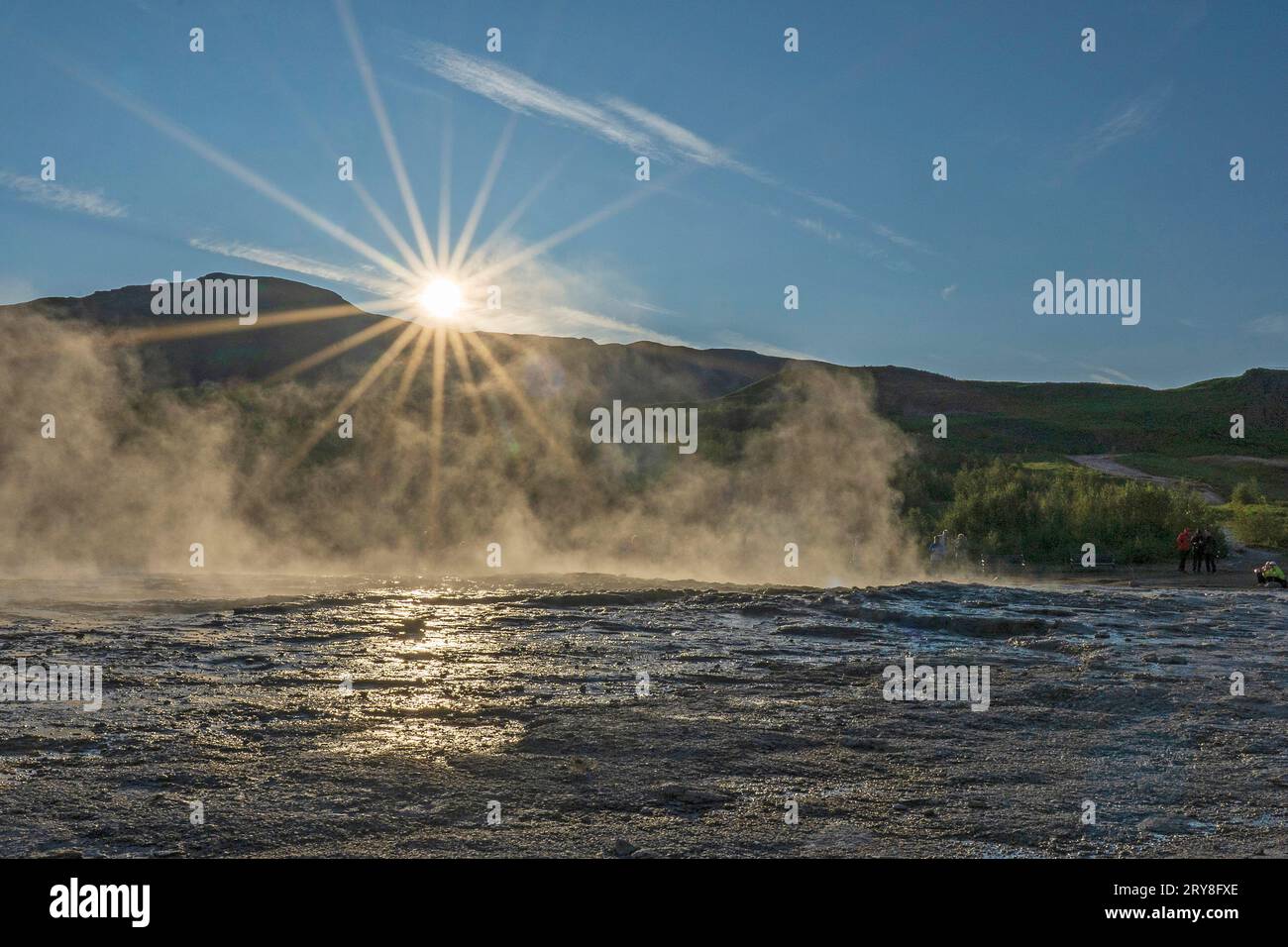 Vapor mist in air after the eruption of Strokkur, a fountain-type ...