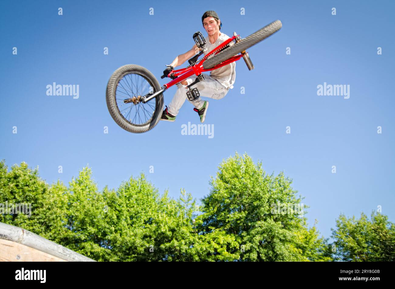 BMX Bike Stunt tail whip Stock Photo - Alamy